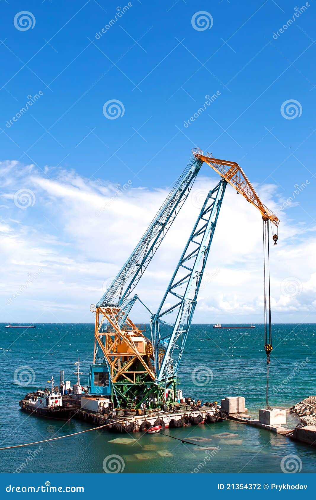 Construction work in port stock photo. Image of cranes - 21354372