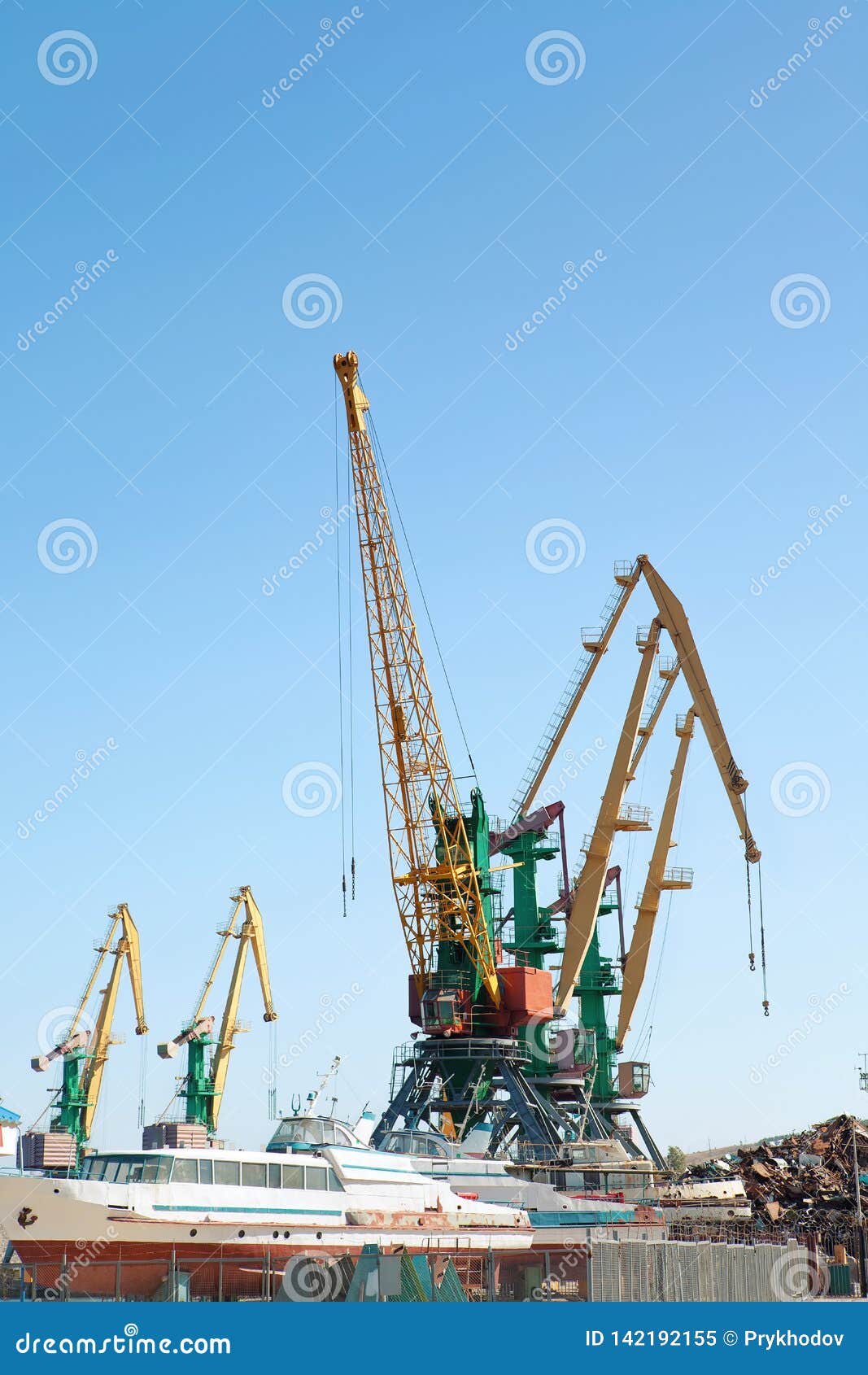 Construction Work at the Port Dock Crane Stock Image - Image of high ...