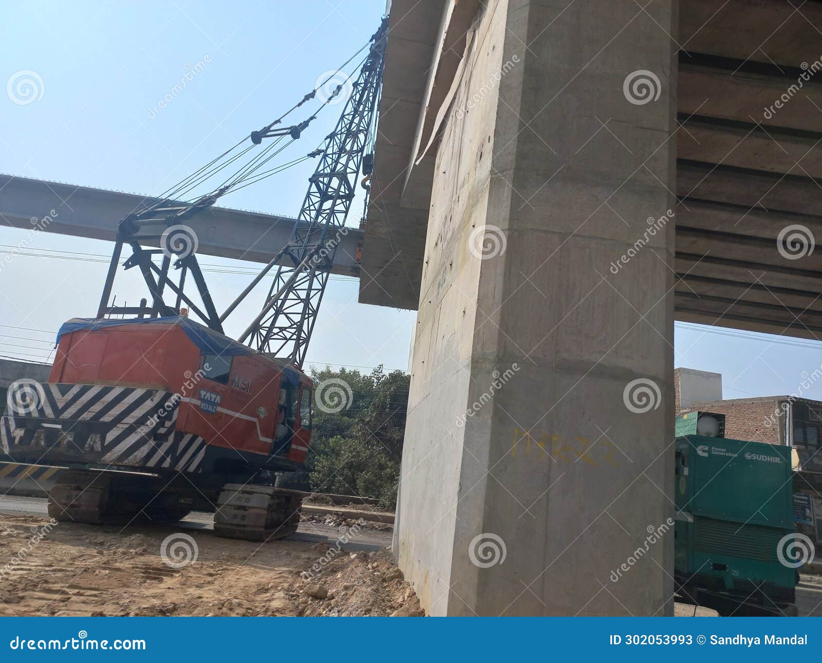 Construction Work in Progress - Overhead Highway Bridge is Being ...