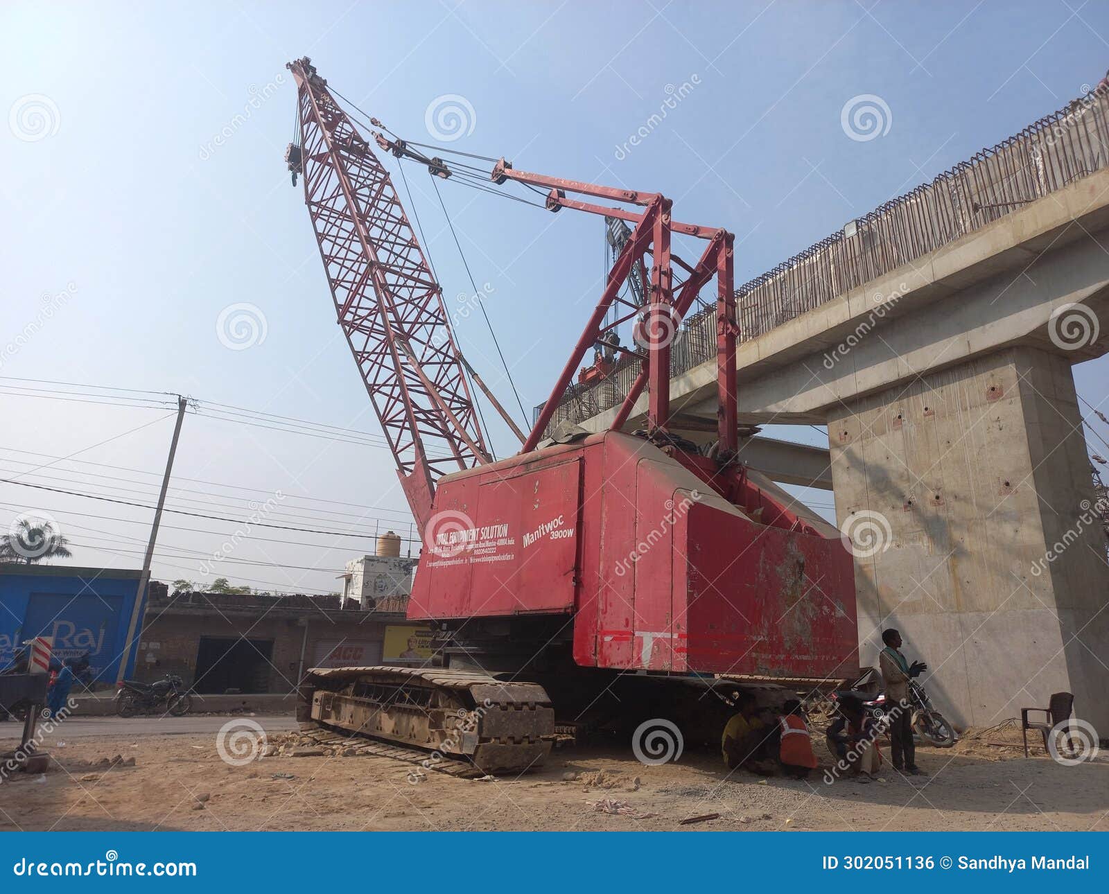 Construction Work in Progress - Overhead Highway Bridge is Being ...