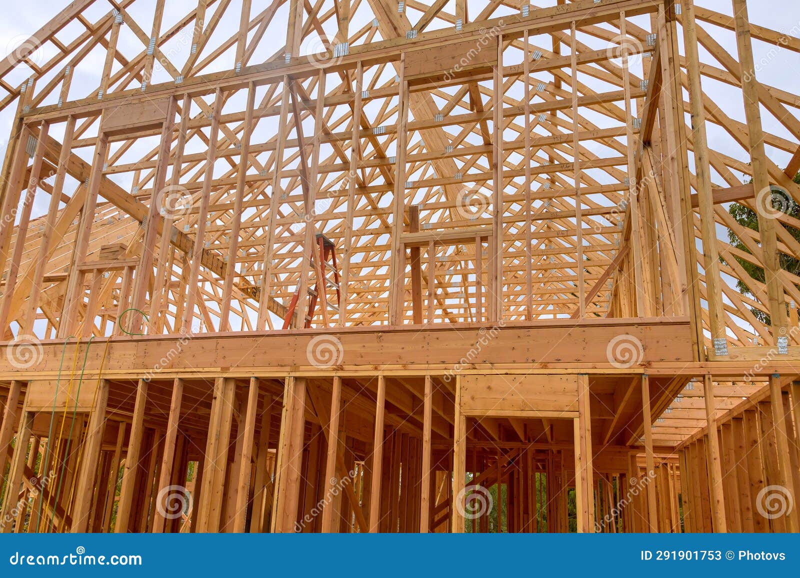 Construction Work in Progress an Unfinished House with Wooden Framing ...