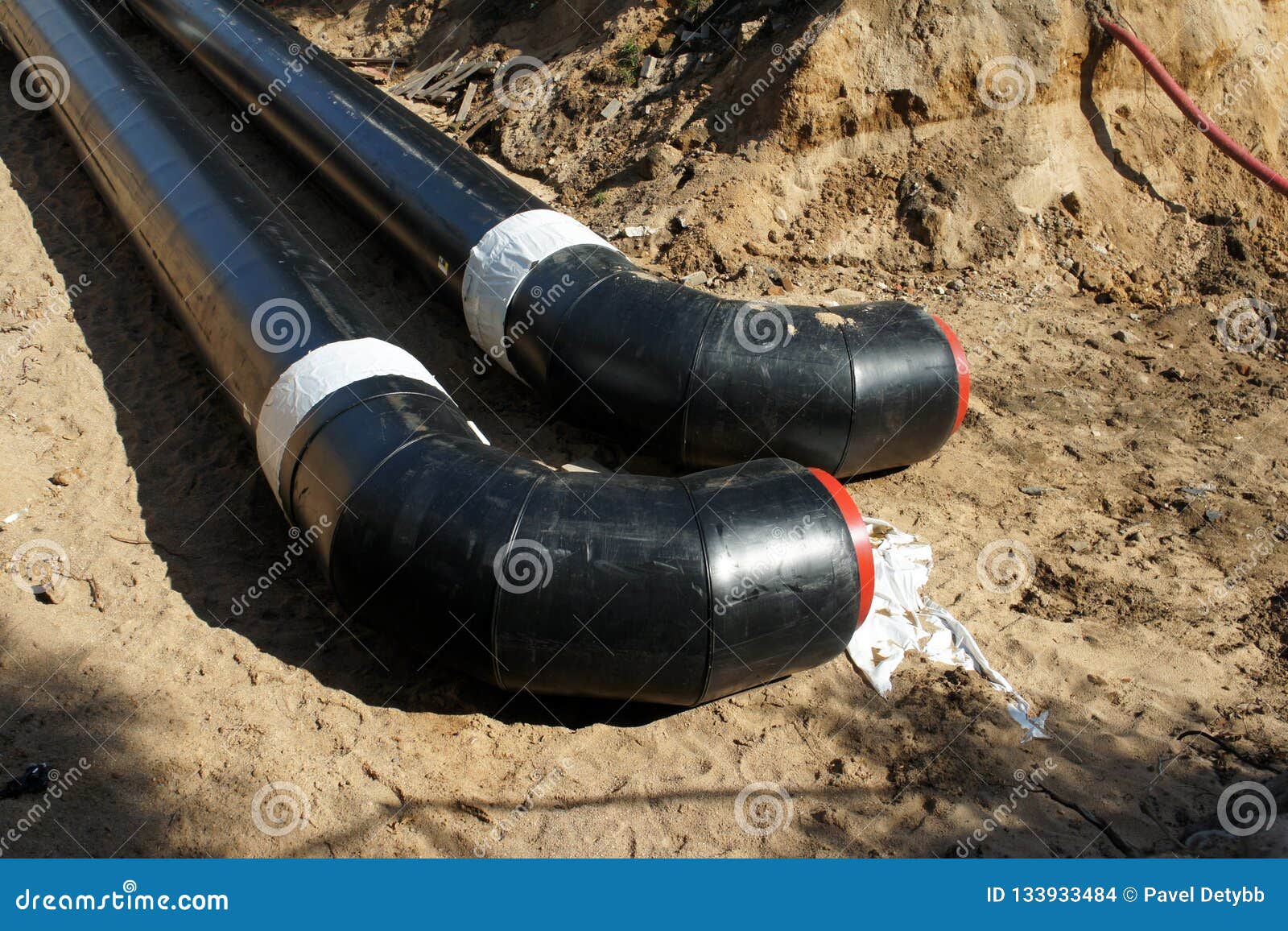 Construction Work. Pipe Laying. Repair of Communications Stock Photo ...