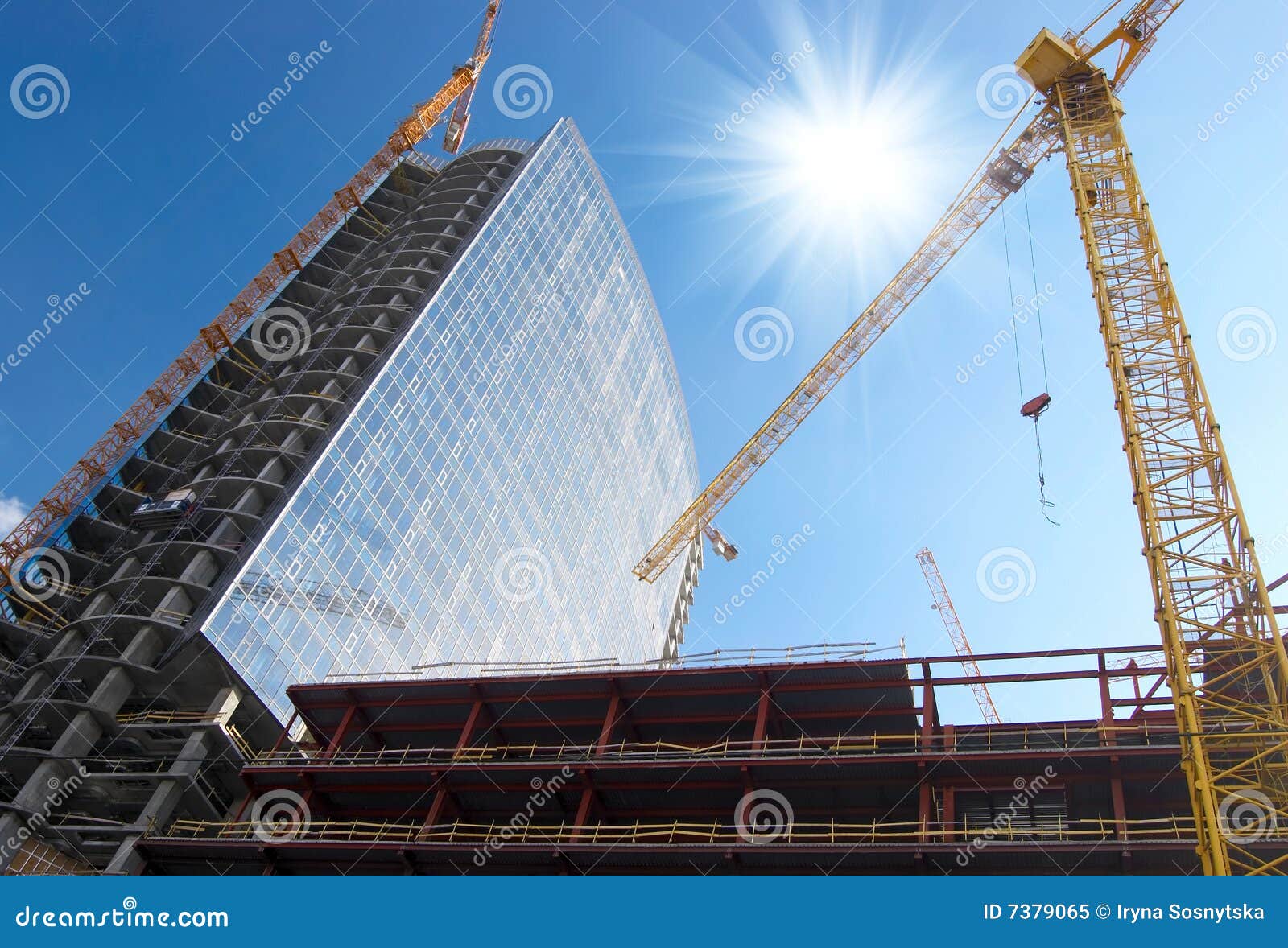 Work Site And Large Multistory Steel Frame Of A Large Commercial ...