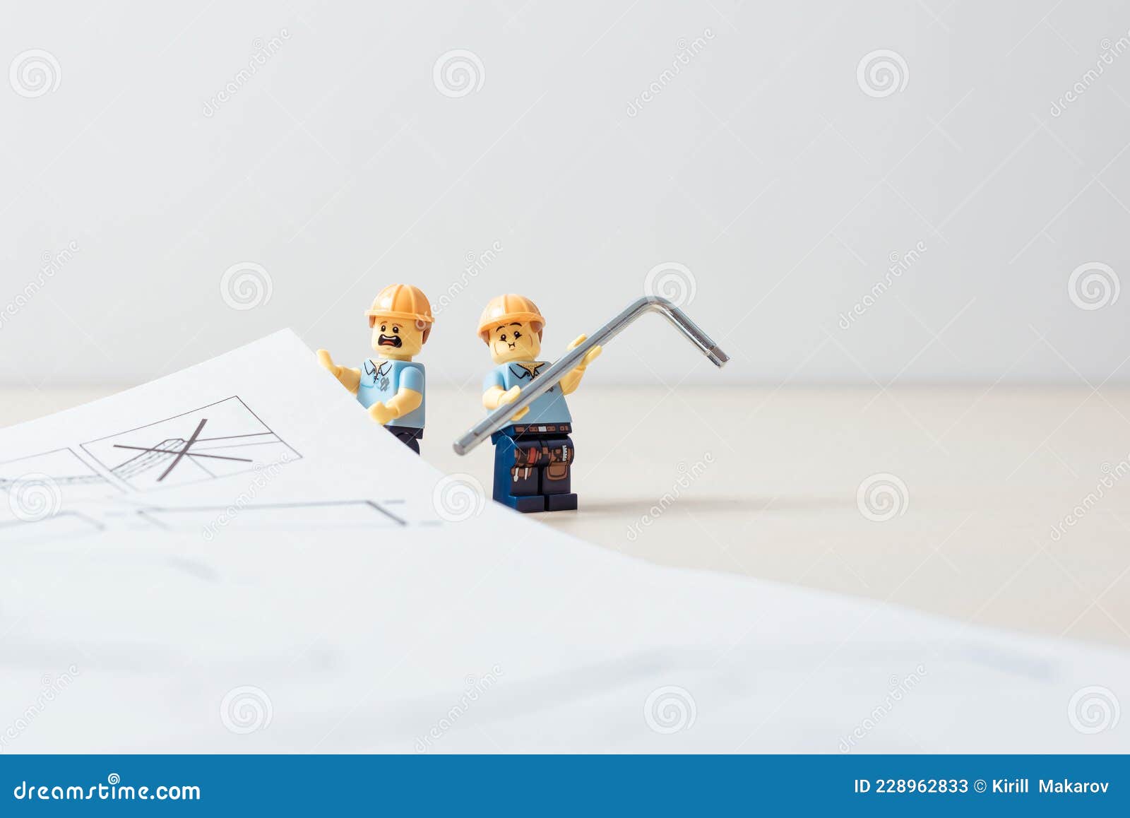 Construction Work with Tools and Instruction Manual. Illustrative ...