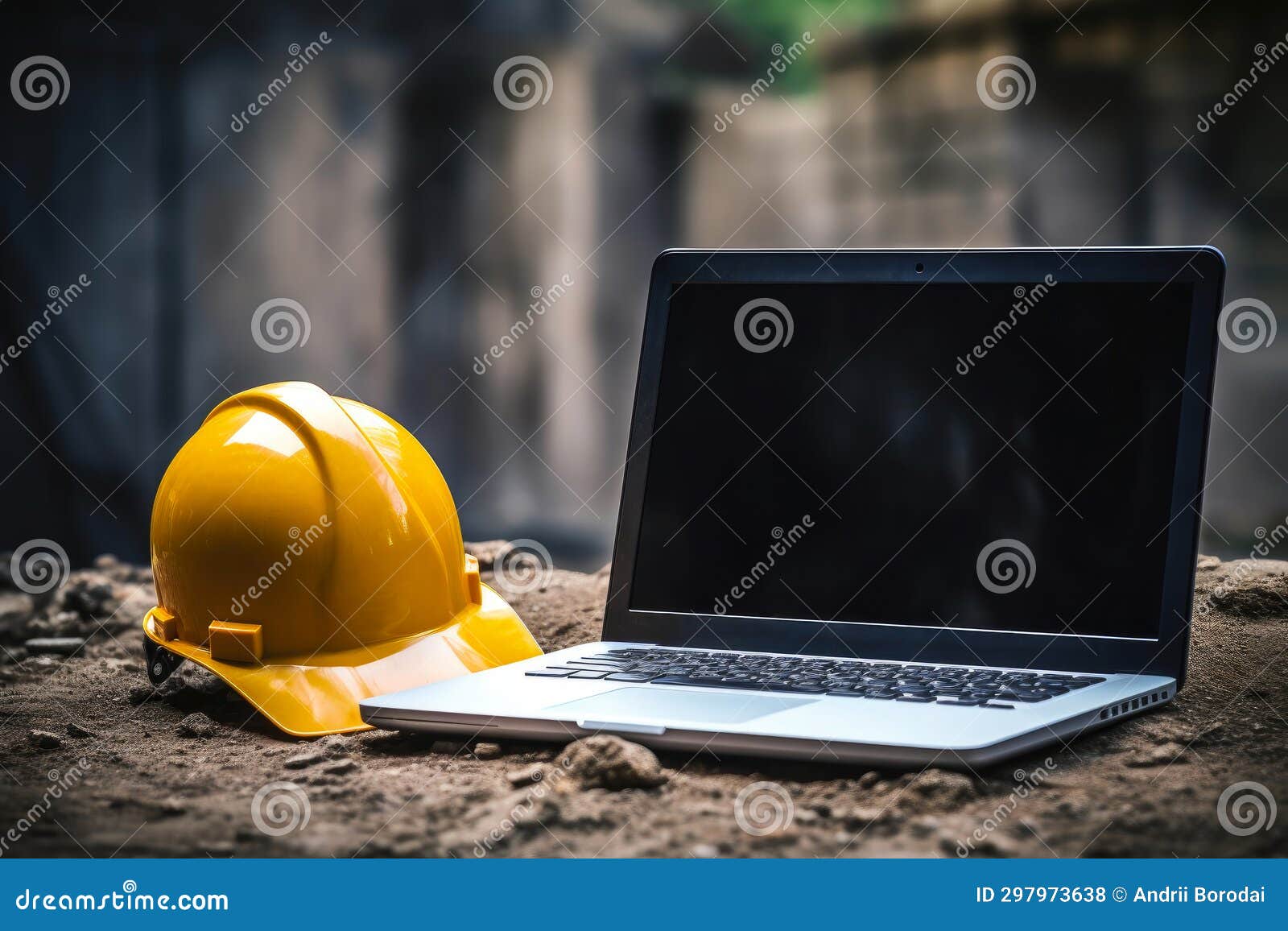 Construction Work Tools and Laptop. Stock Illustration - Illustration ...