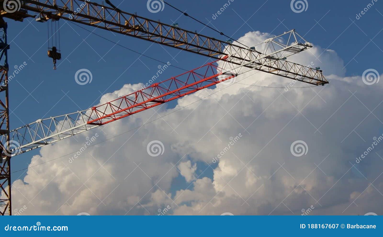 Construction Work, Two Cranes that Cross Each Other Stock Video - Video ...