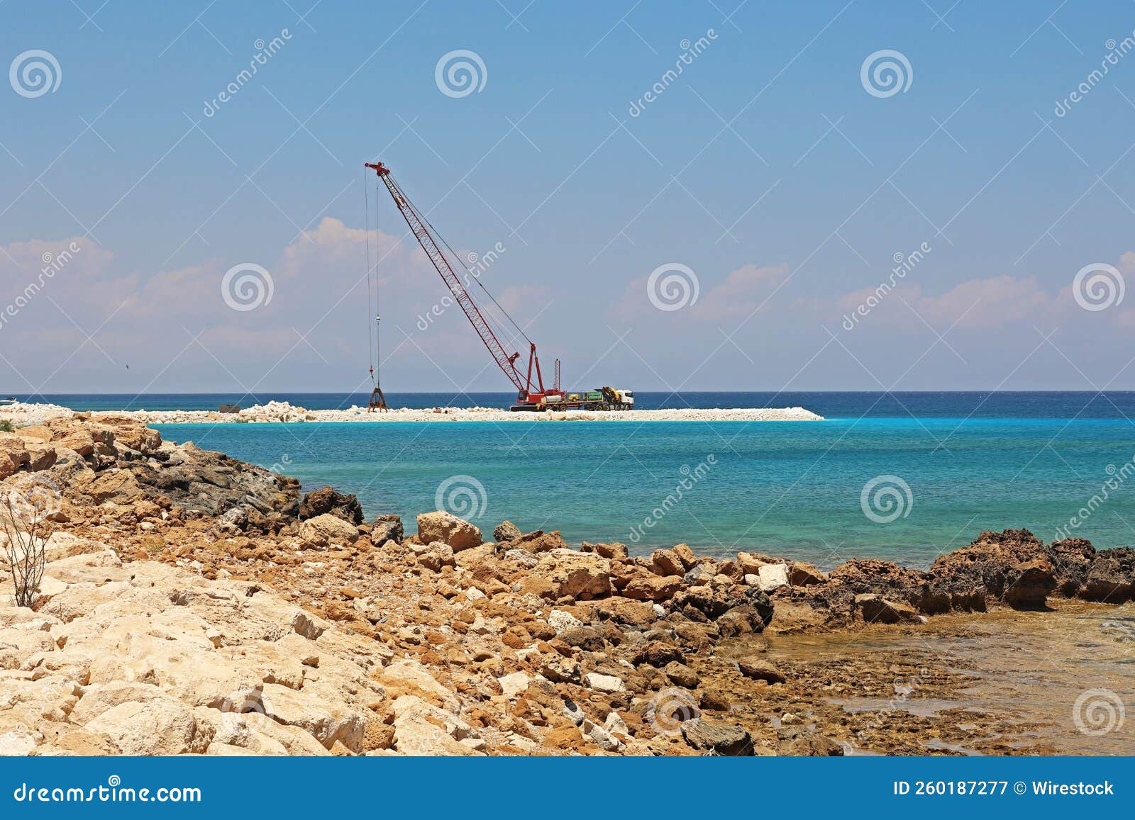 Construction Work is Underway on the Coast of the Sea Stock Image ...