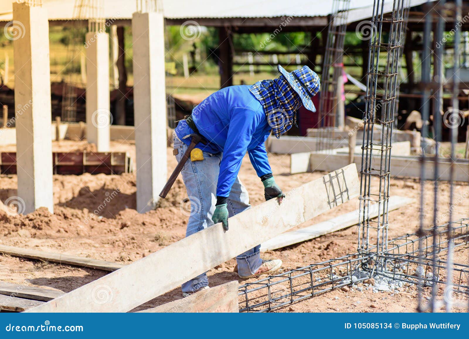The Worker Making Form Work at Construction Site Stock Photo - Image of ...