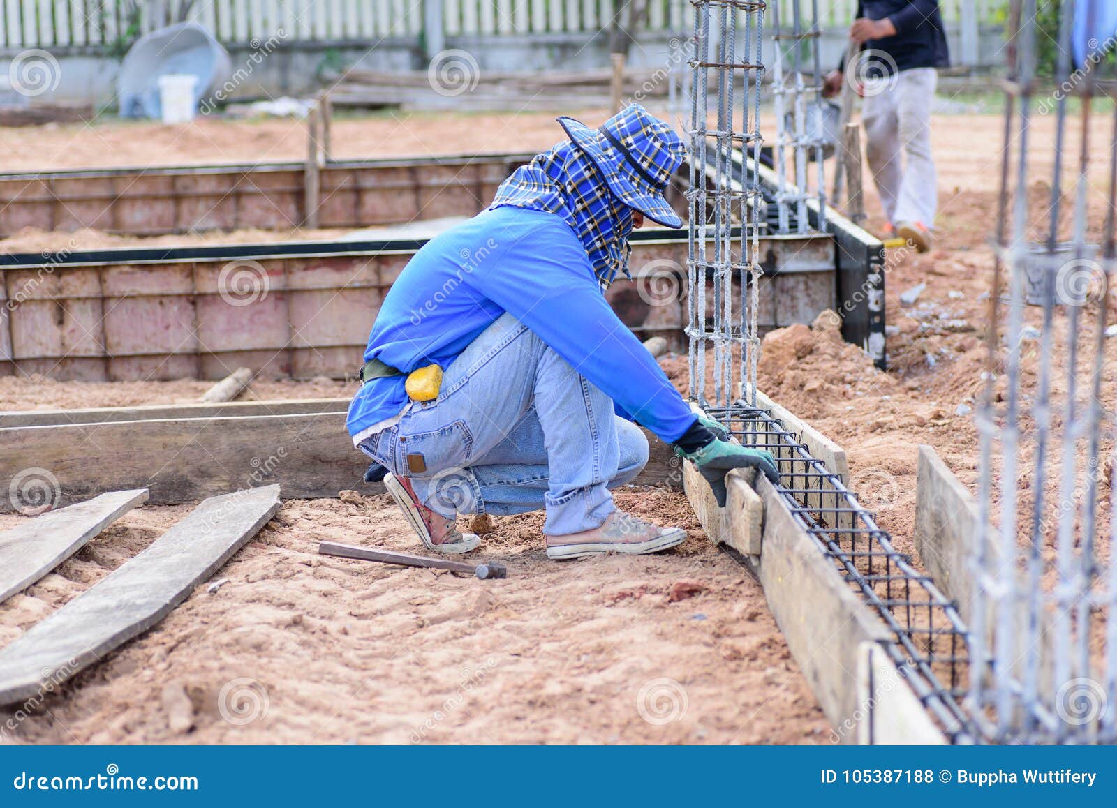 The Worker Making Formwork at Construction Site Stock Photo - Image of ...