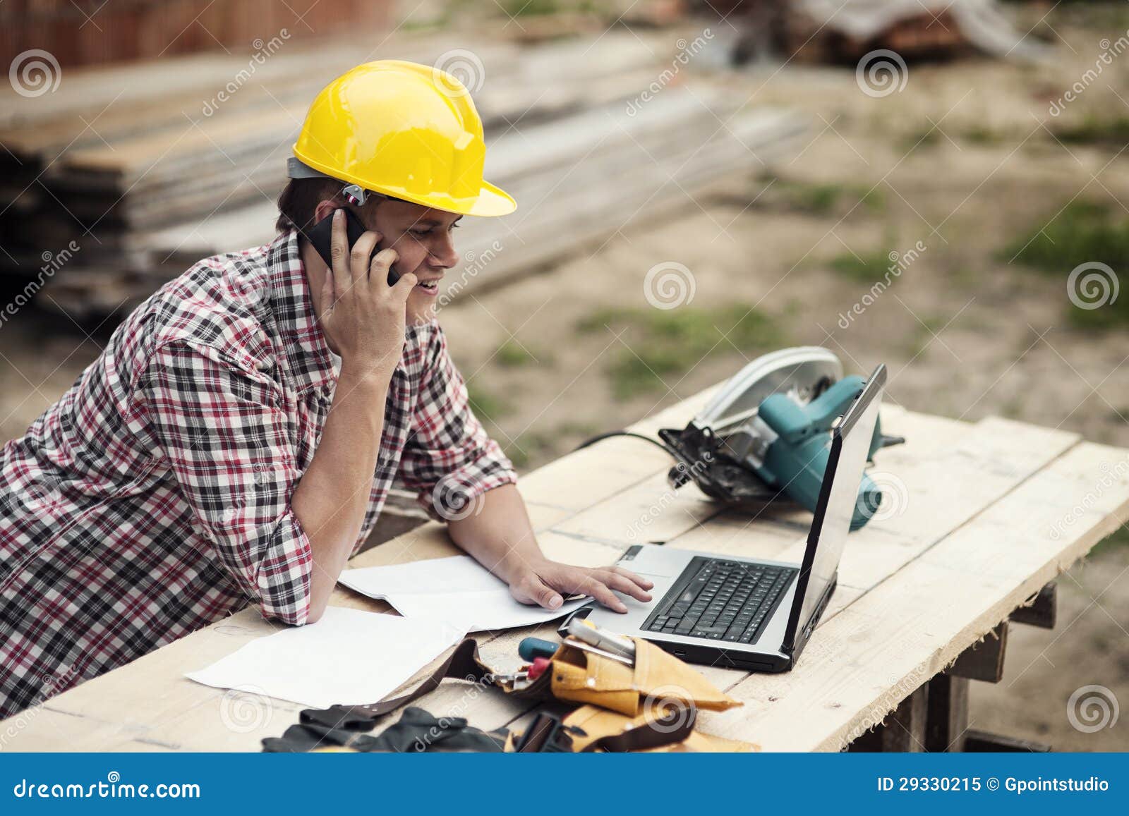 Construction worker stock image. Image of desk, circular - 29330215