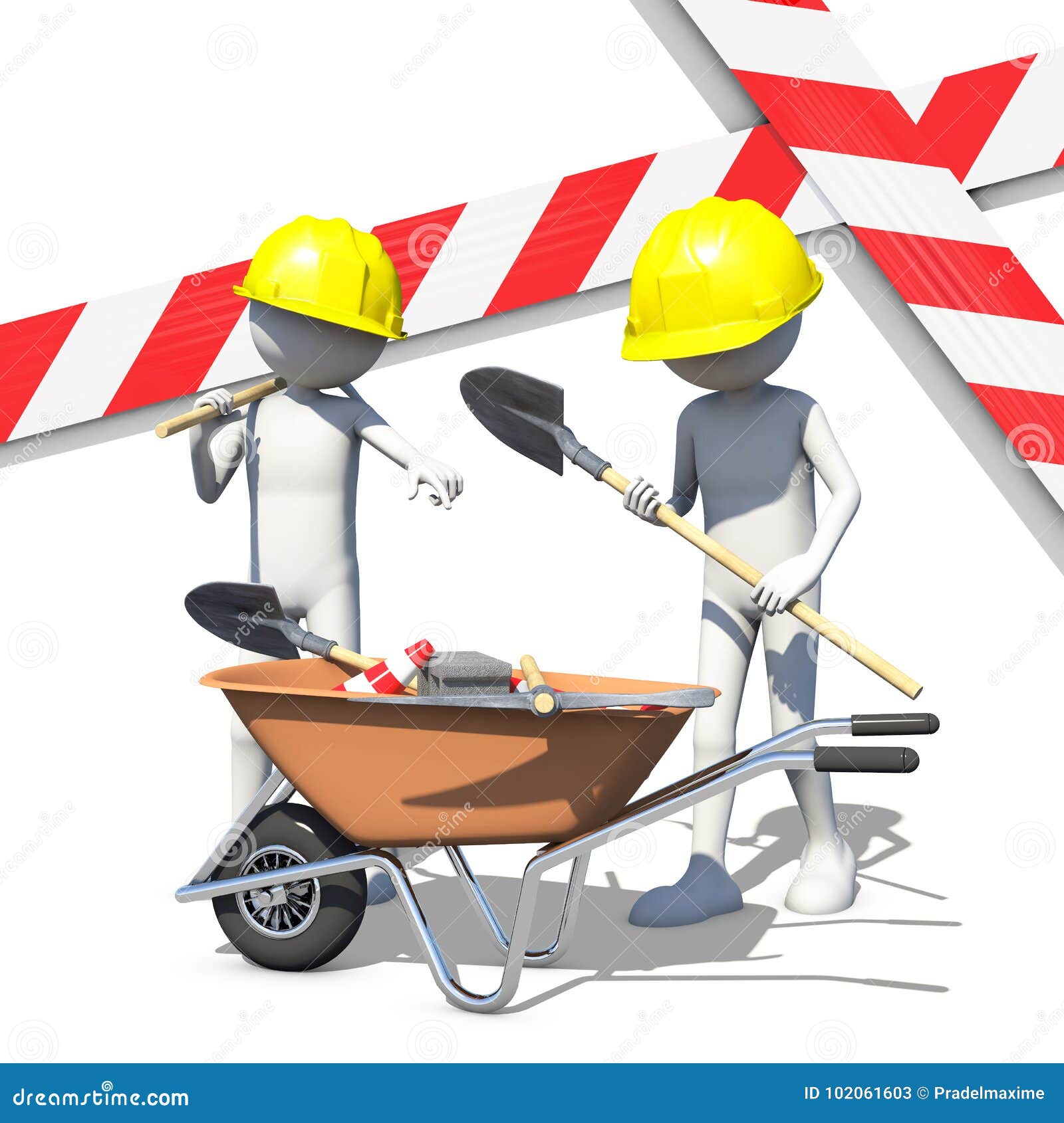 Construction Worker in Action with Construction Site Tape Stock ...