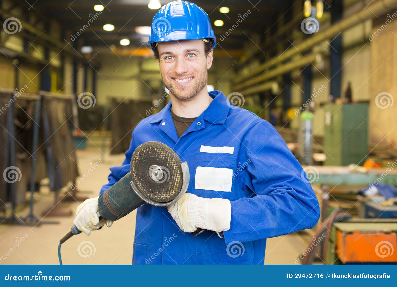 Construction Worker with Angle Grinder Stock Photo - Image of worker ...