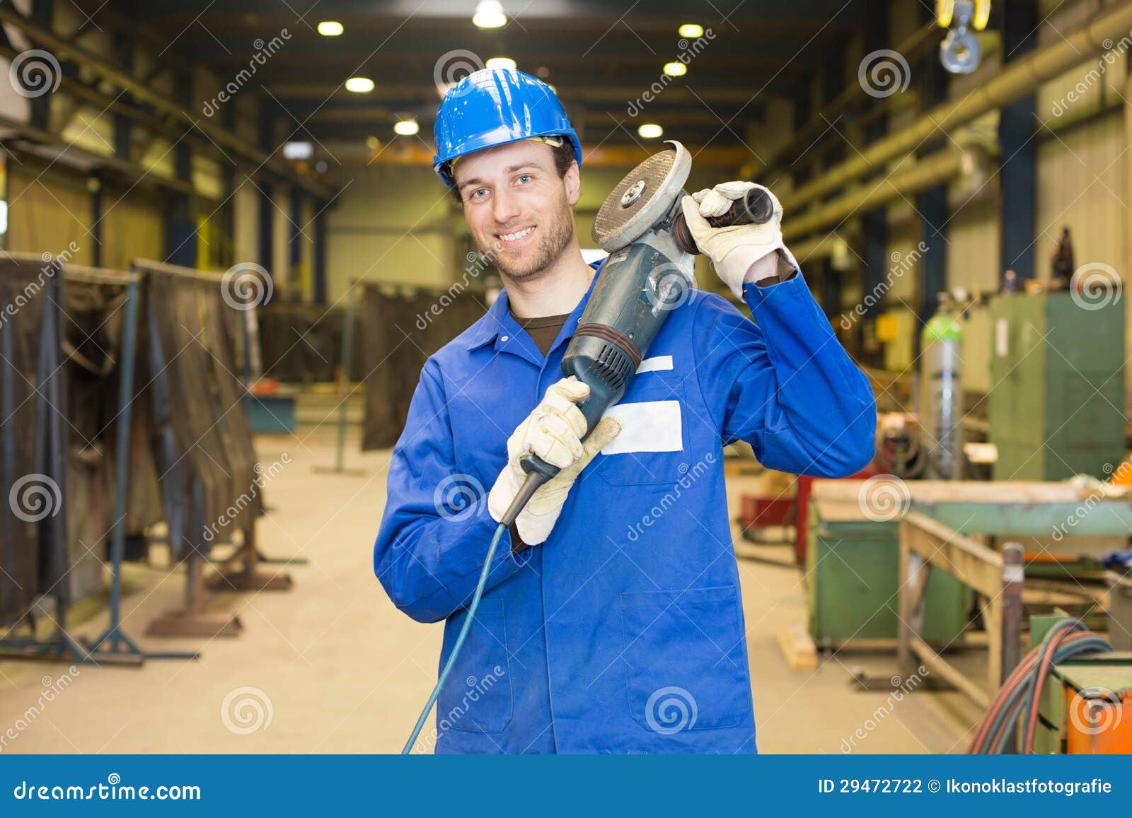 Construction Worker with Angle Grinder Stock Photo - Image of engineer ...