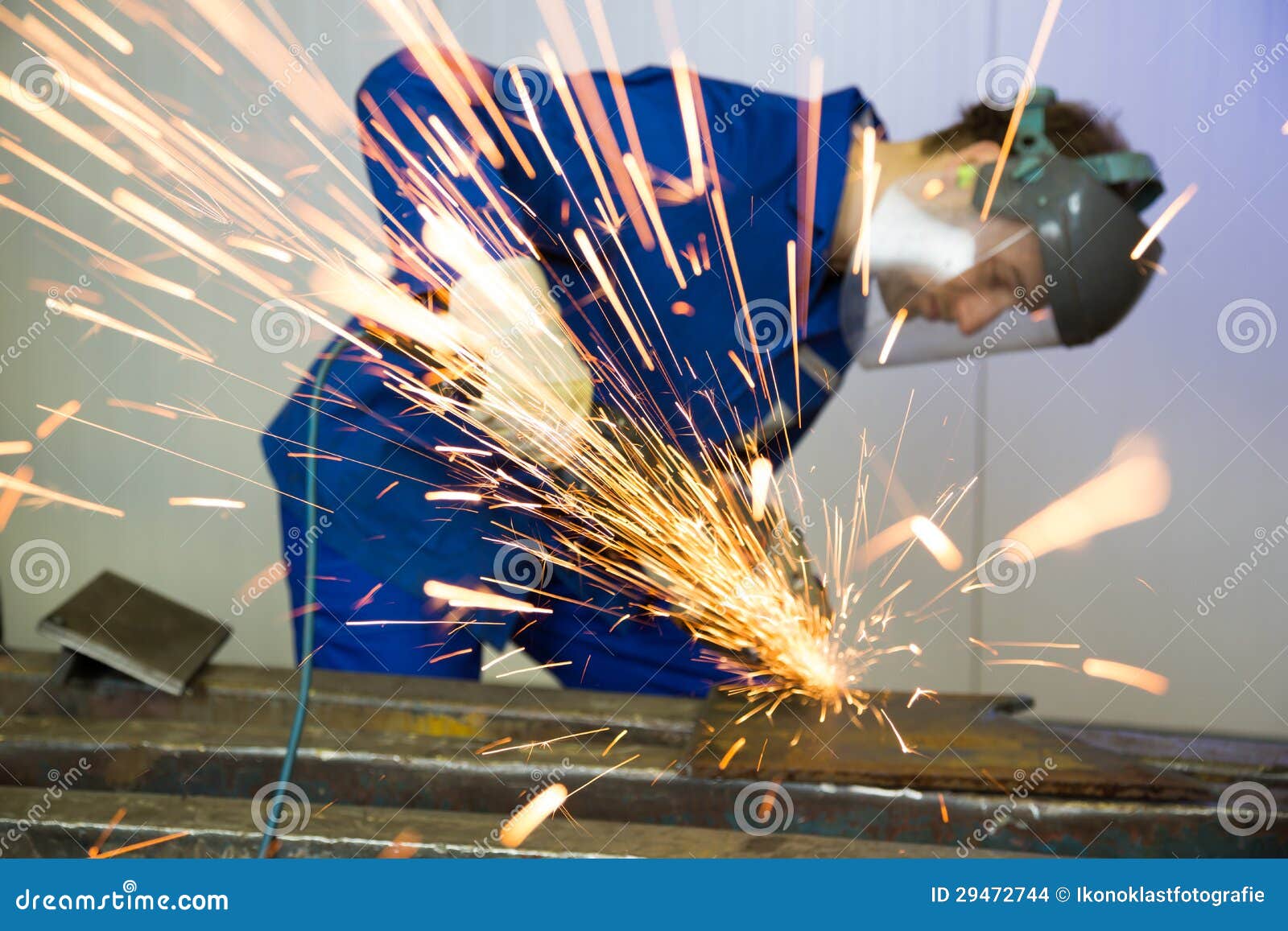Construction Worker with Angle Grinder Stock Photo - Image of steel ...