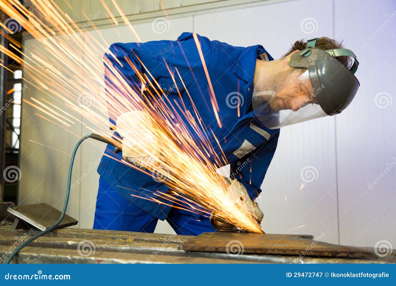 Construction Worker with Angle Grinder Stock Image - Image of factory ...