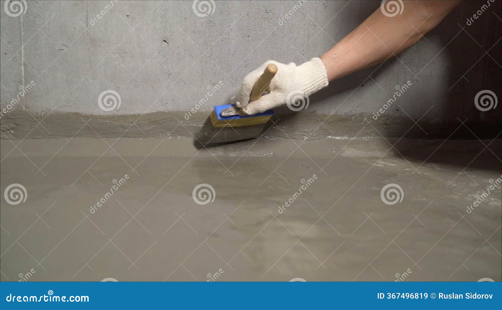 Applying A Waterproofing Tape To The Joint Between The Wall And The ...