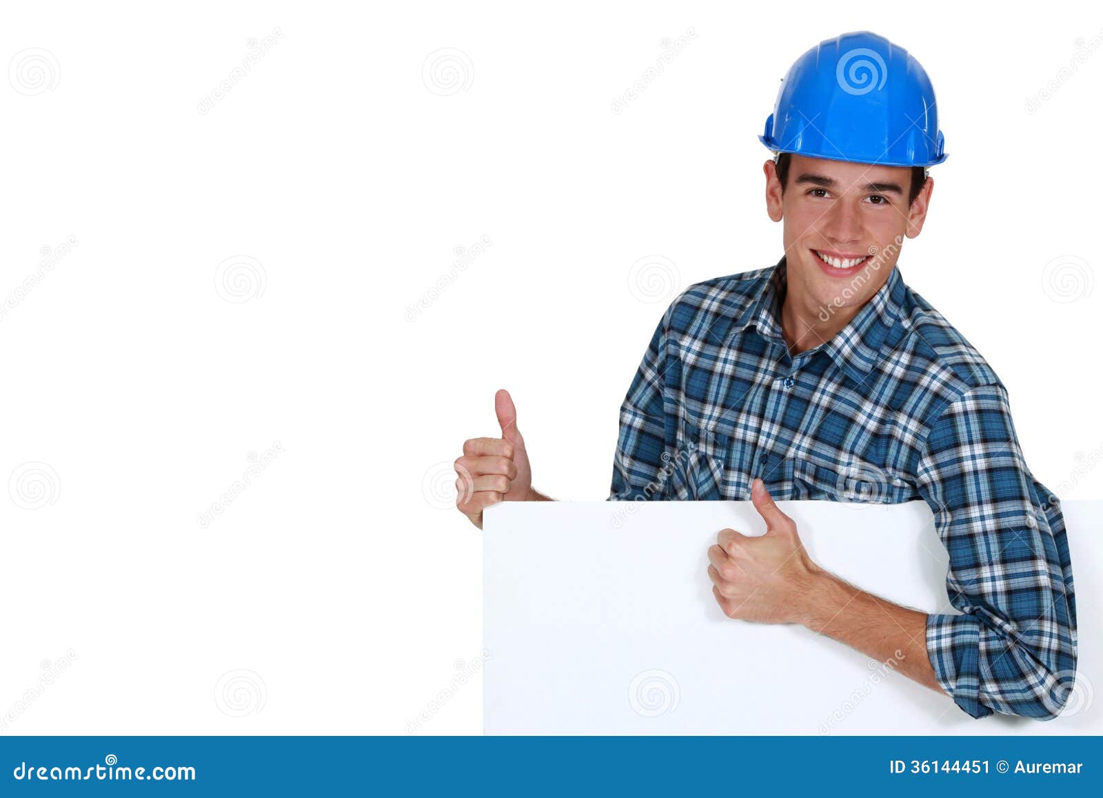 Construction Worker Approving a Board Stock Image - Image of adult ...