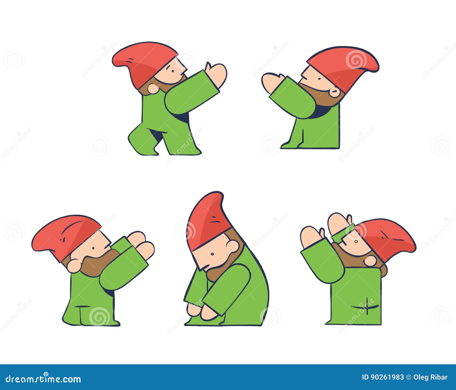 Construction Worker Architect Gnome Icons Stock Vector - Illustration ...
