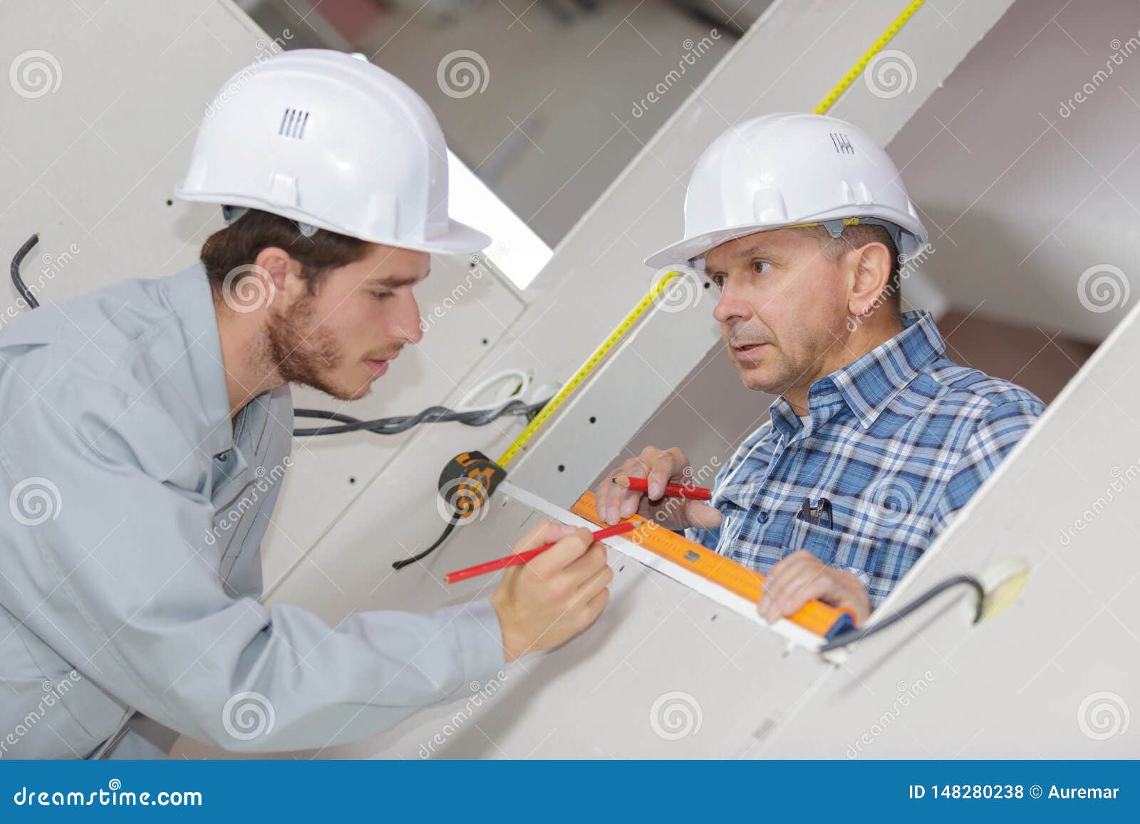 Construction Worker and Architect Talking Stock Photo - Image of view ...