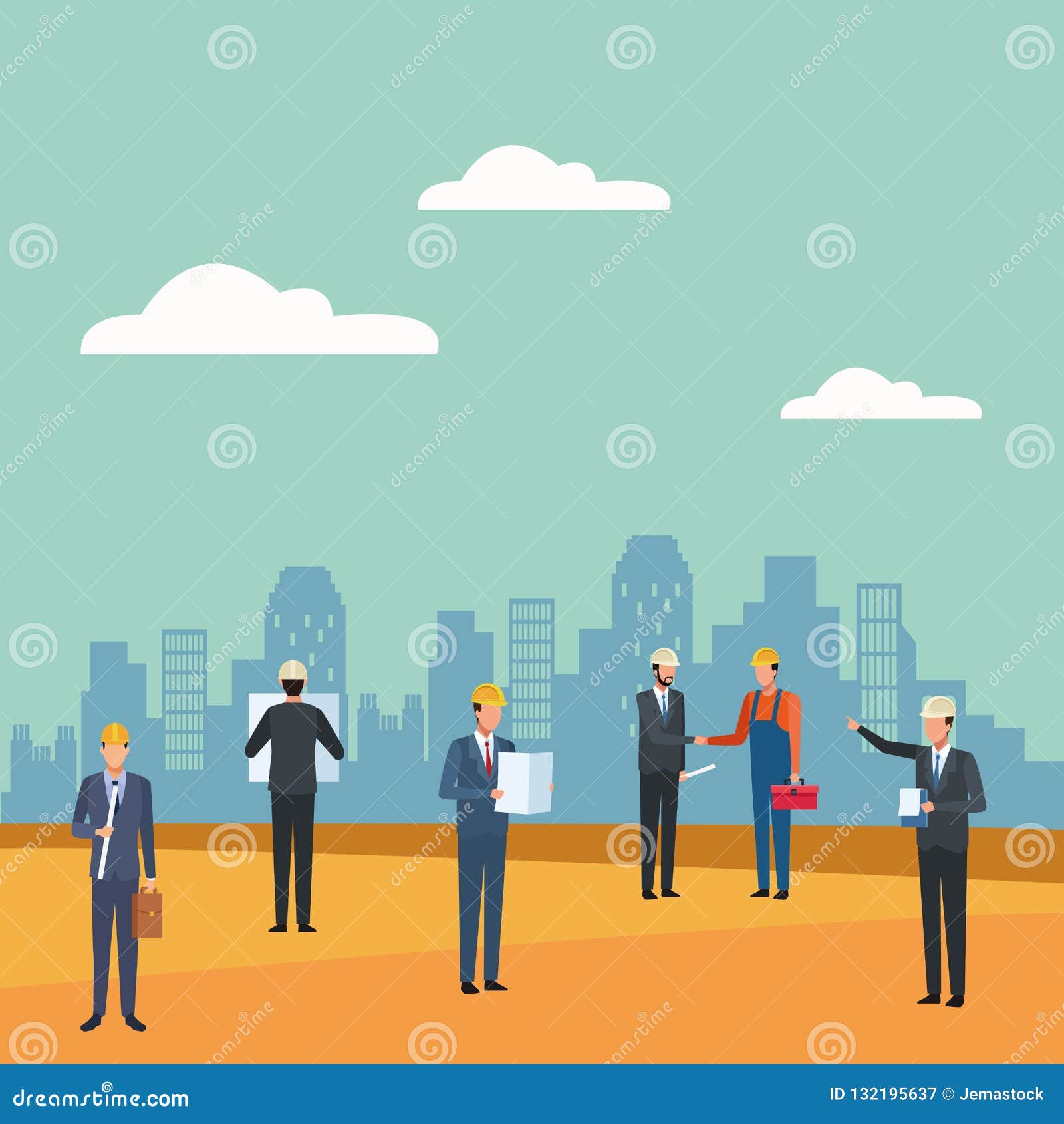 Construction Worker and Architect Stock Vector - Illustration of ...