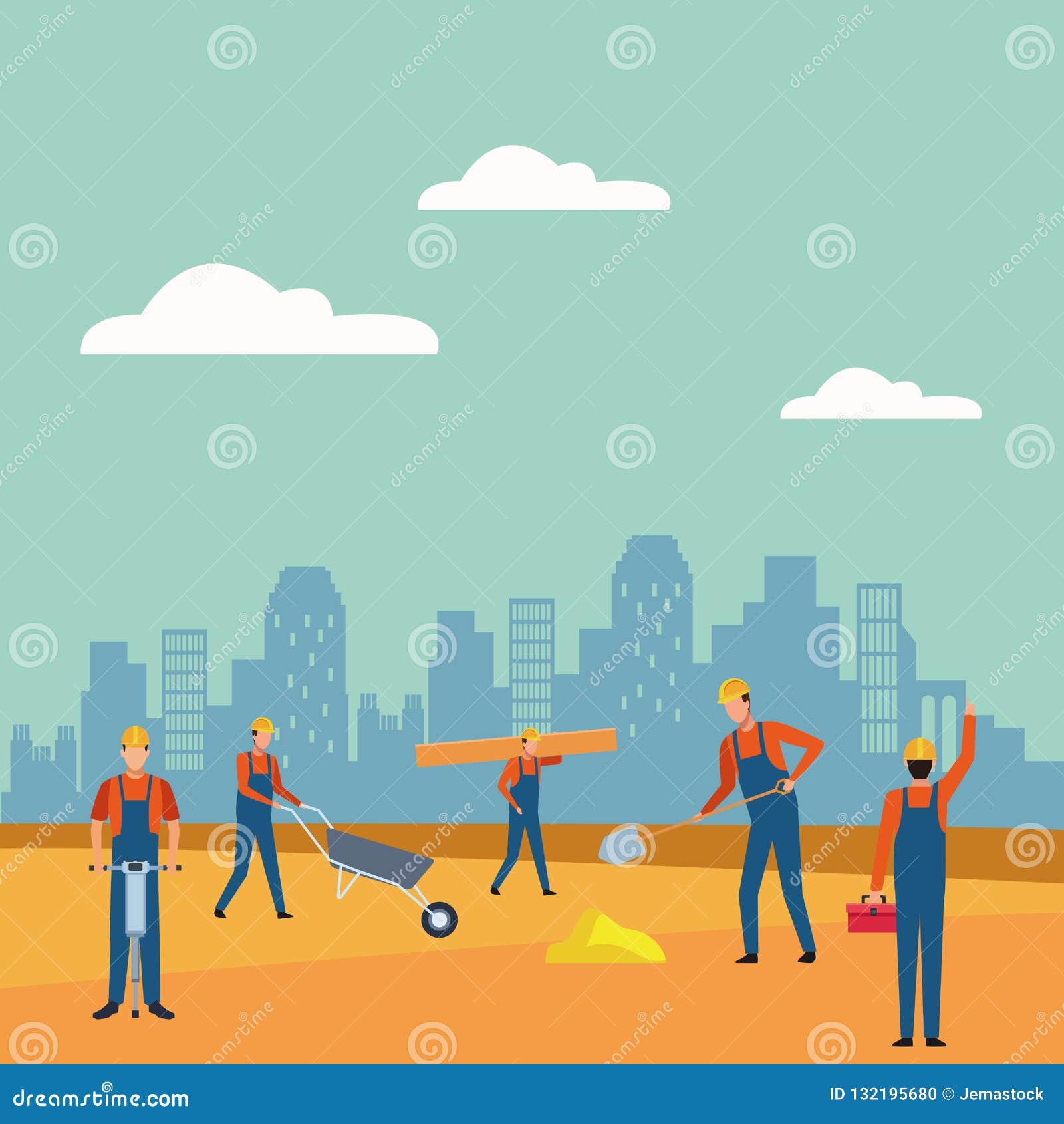 Construction Worker and Architect Stock Vector - Illustration of site ...