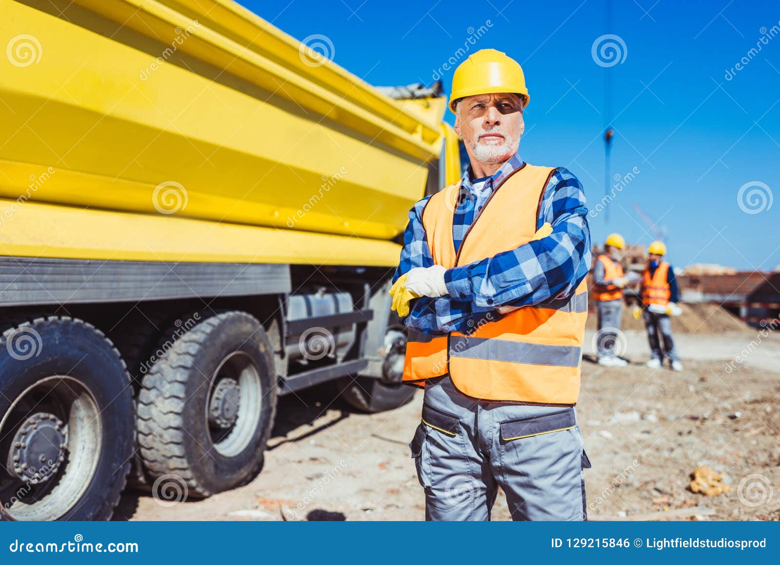 Construction Worker with Arms Crossed Stock Photo - Image of team ...