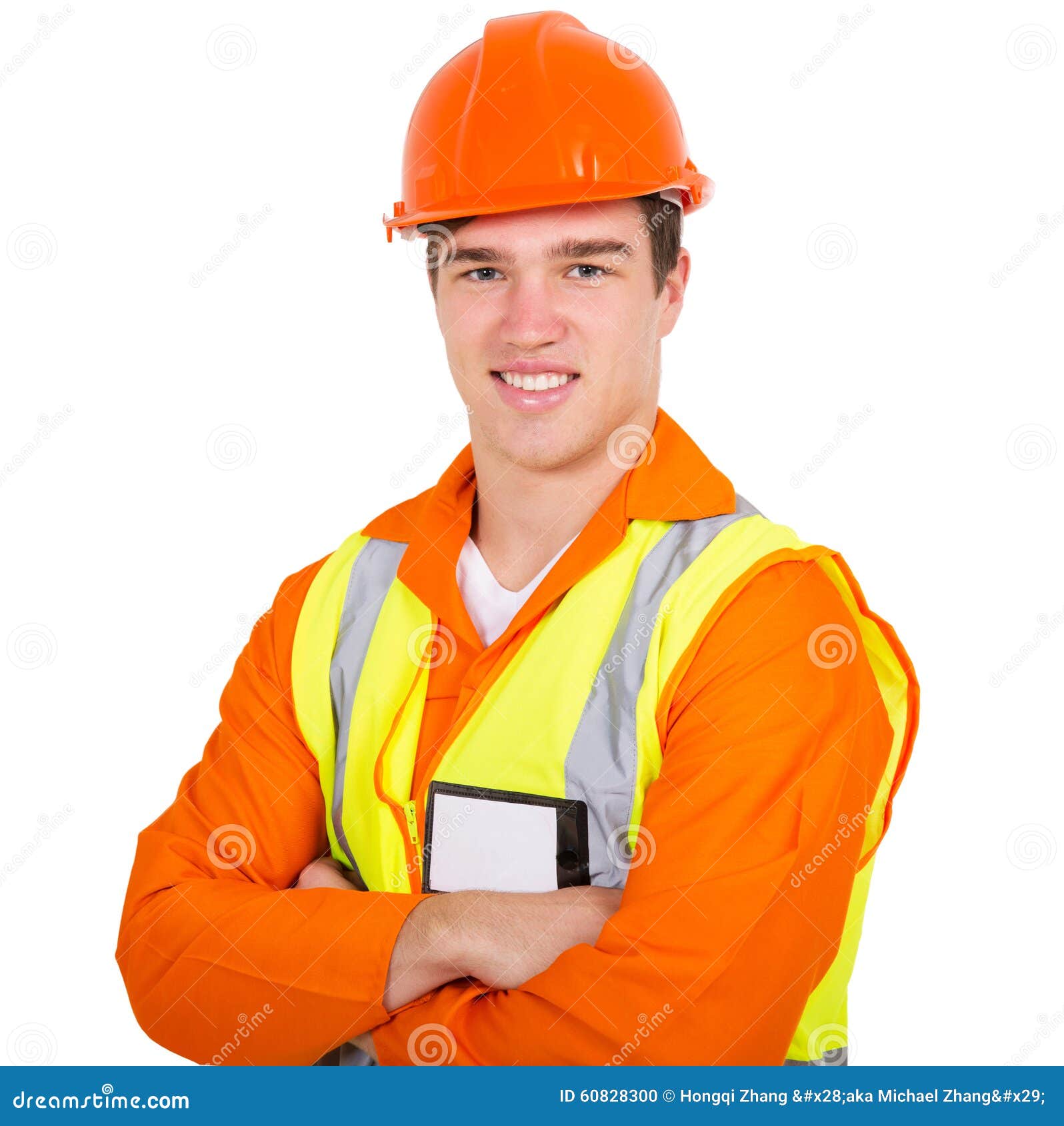 Construction Worker Arms Folded Stock Photo - Image of cheerful, happy ...