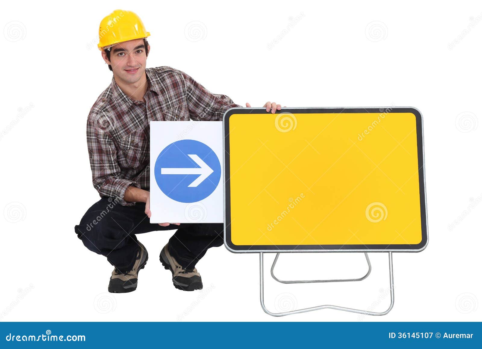 Construction Worker with an Arrow Stock Image - Image of hand, design ...