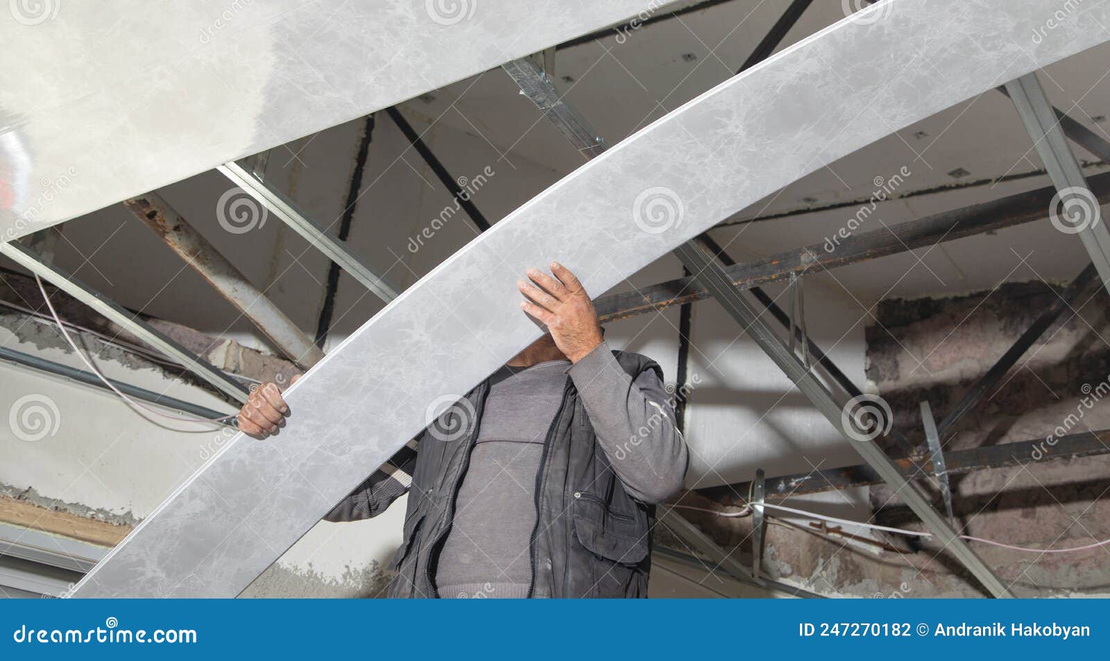 Construction Worker Assemble a Suspended Ceiling Stock Photo - Image of ... Construction Worker Assemble a Suspended Ceiling Stock Photo - Image of ...