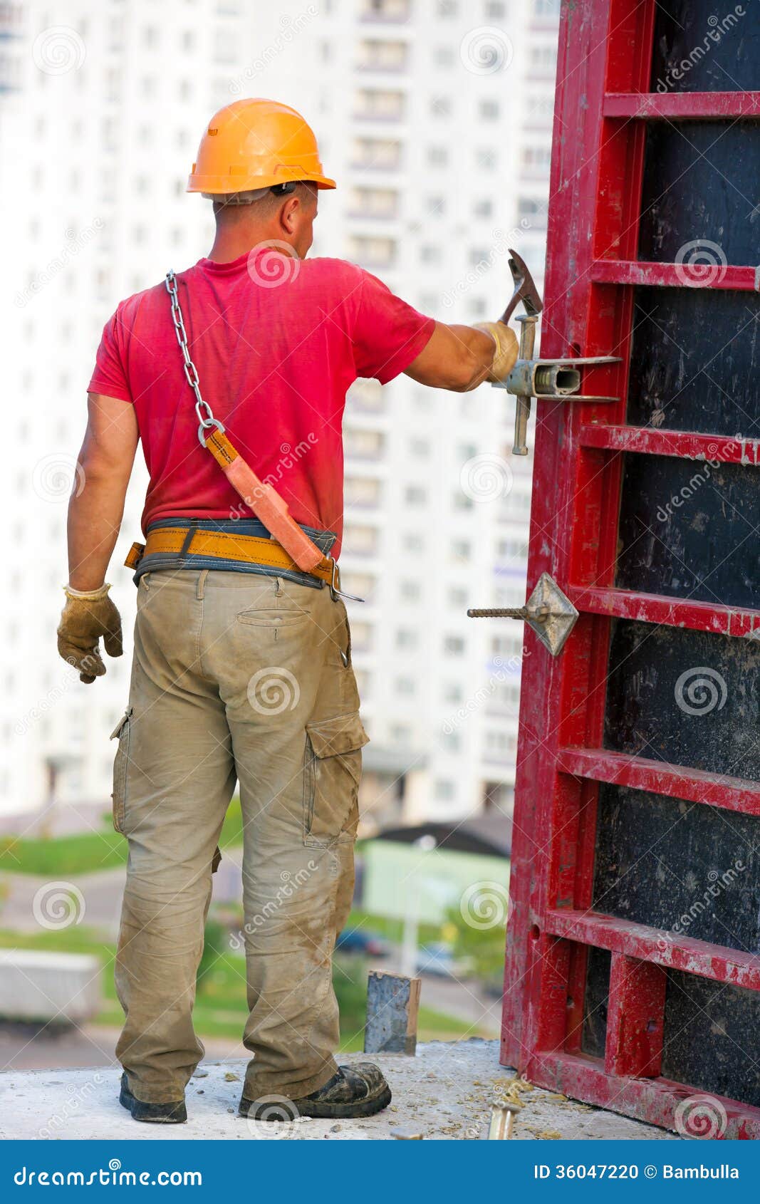 Construction Worker Assembling Cement Formwork Stock Photo - Image of ...