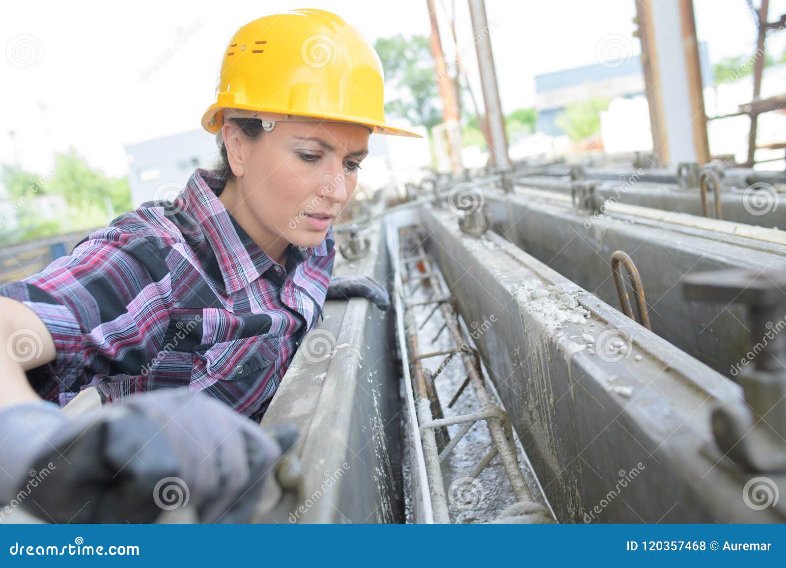 Construction Worker Assembling Iron Frame Stock Photo - Image of hard ...