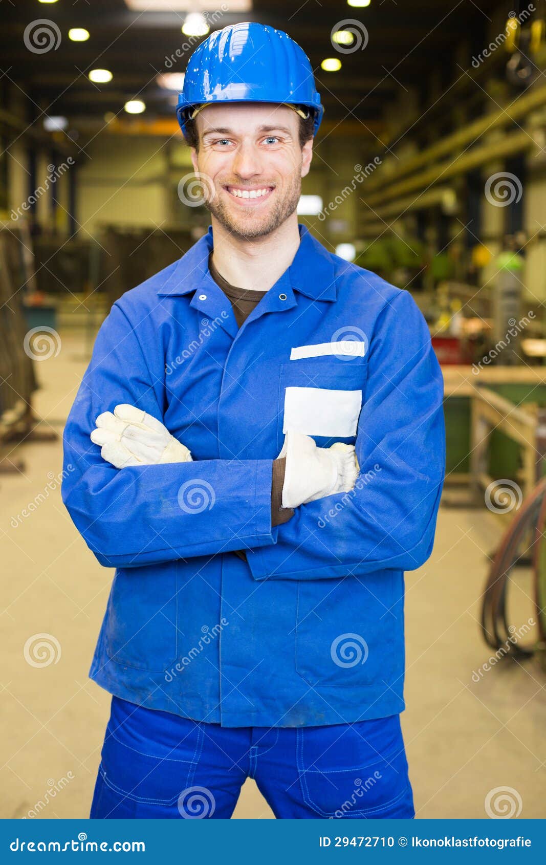 Construction Worker in Assembly Hall Stock Photo - Image of electrician ...