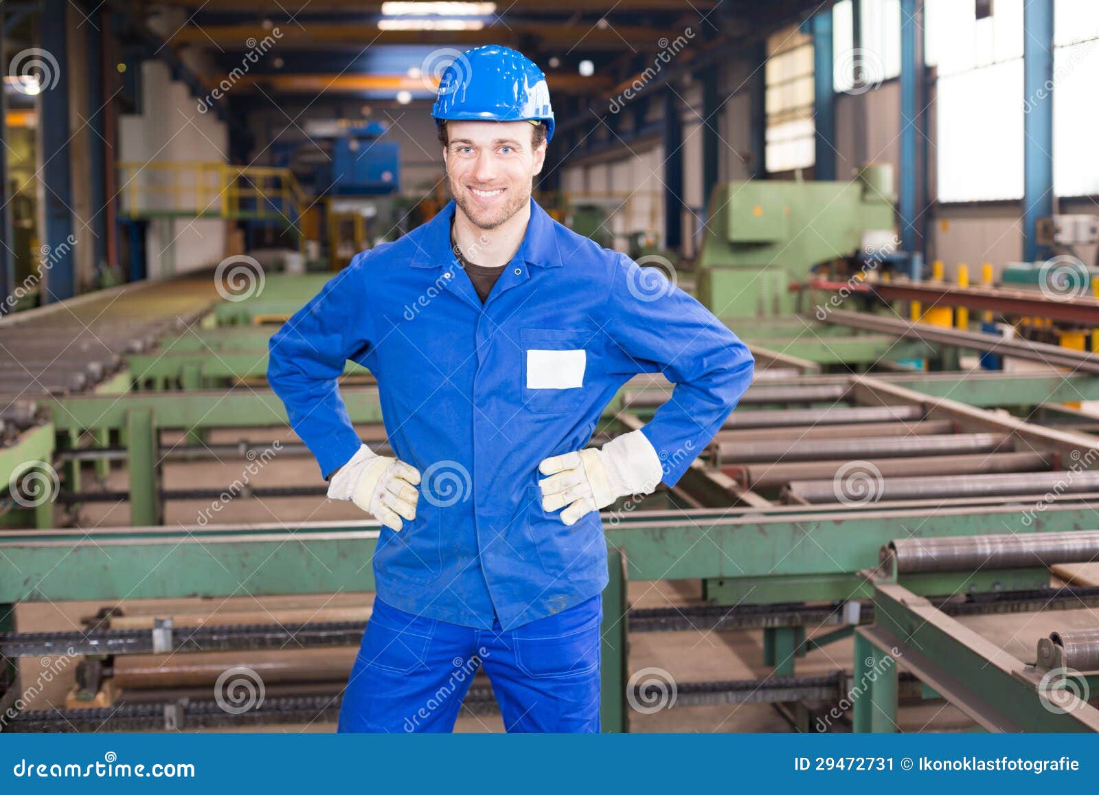 Construction Worker in Assembly Hall Stock Image - Image of factory ...