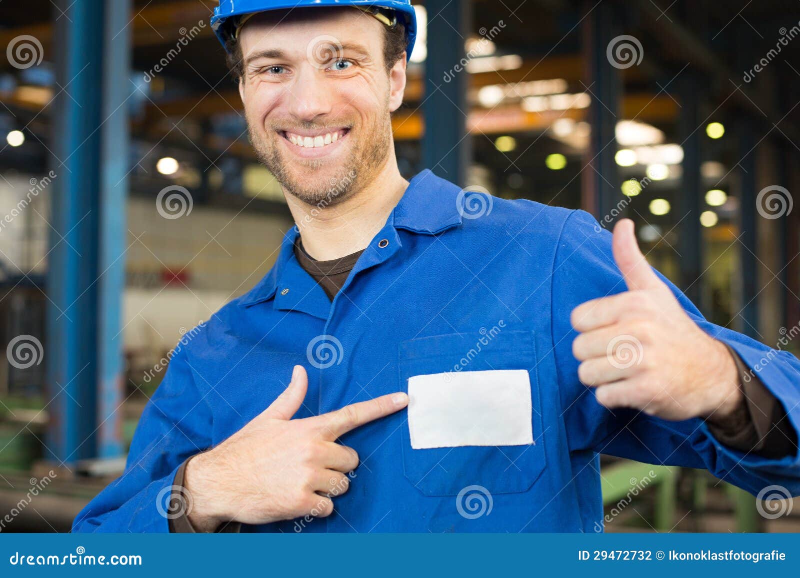 Construction Worker in Assembly Hall Stock Photo - Image of mechanic ...