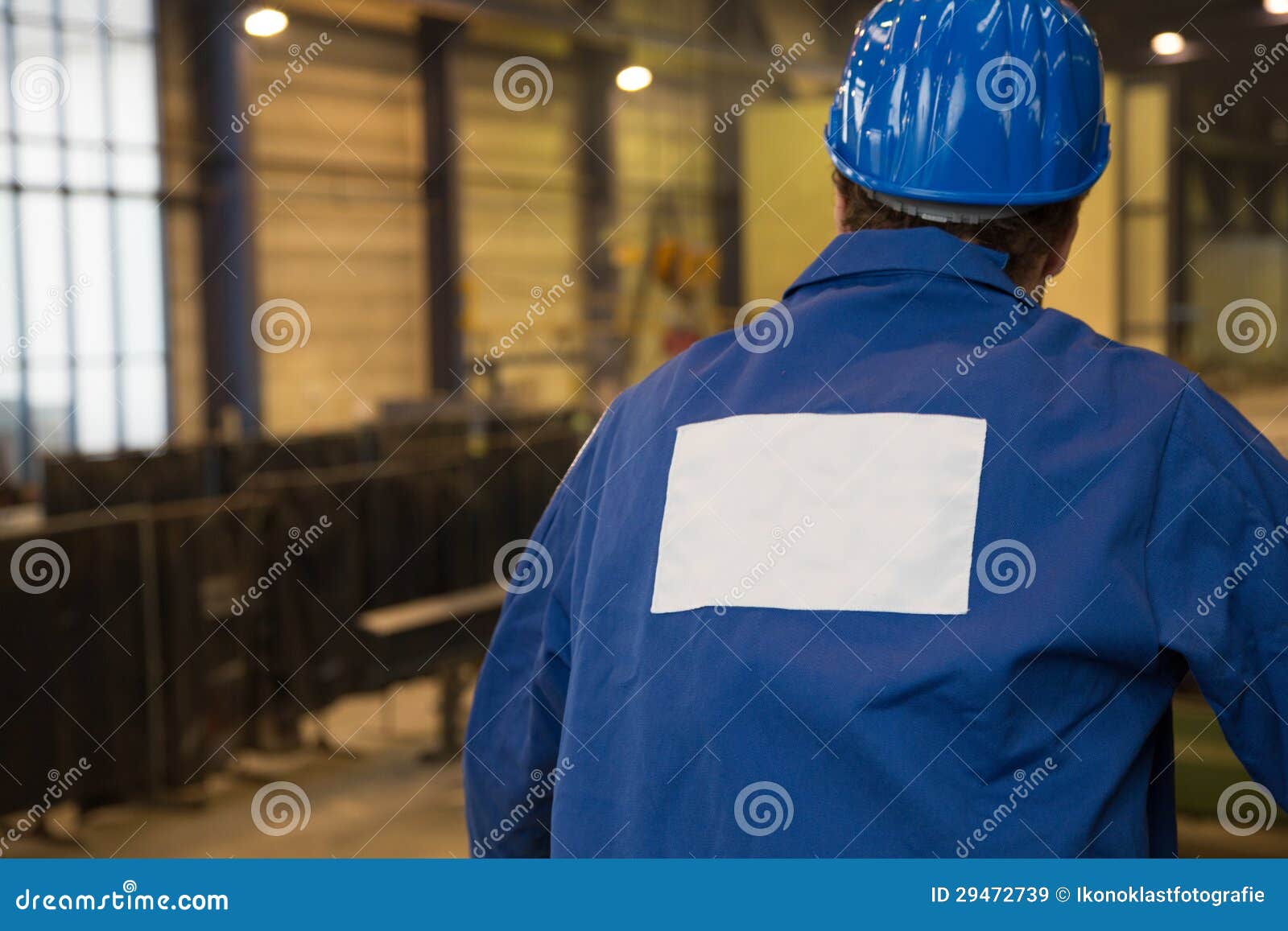 Construction Worker in Assembly Hall Stock Image - Image of male ...