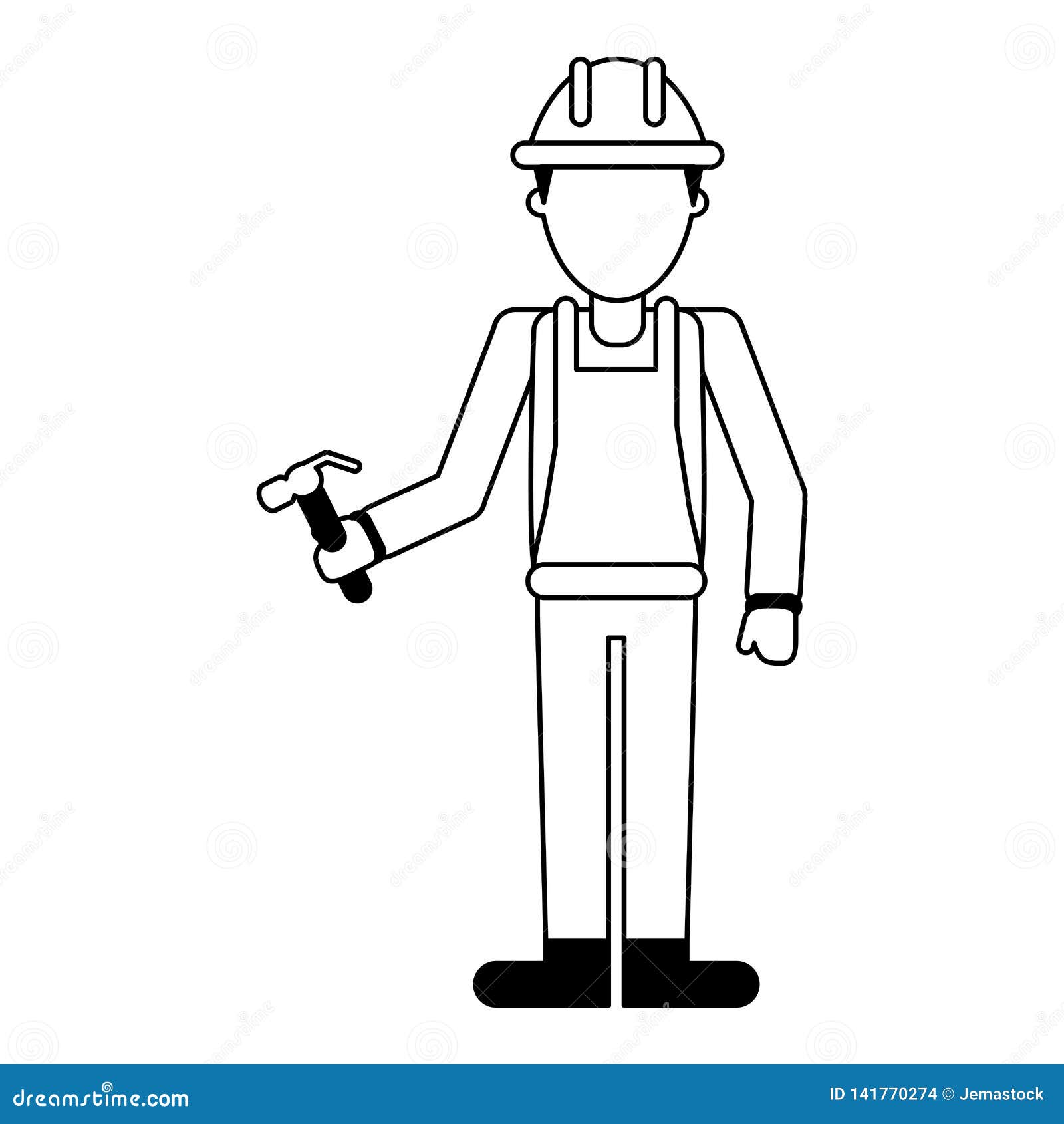 Construction Worker Avatar in Black and White Stock Vector ...