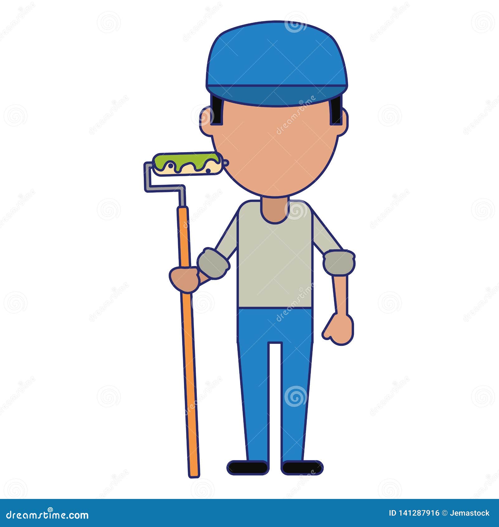 Construction worker avatar stock vector. Illustration of paint - 141287916