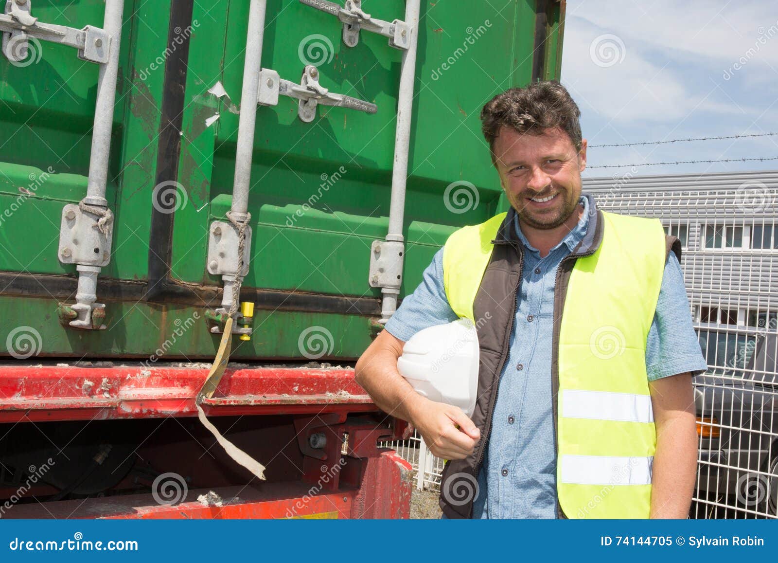 Construction Worker at the Back of a Lorry Stock Image - Image of ...