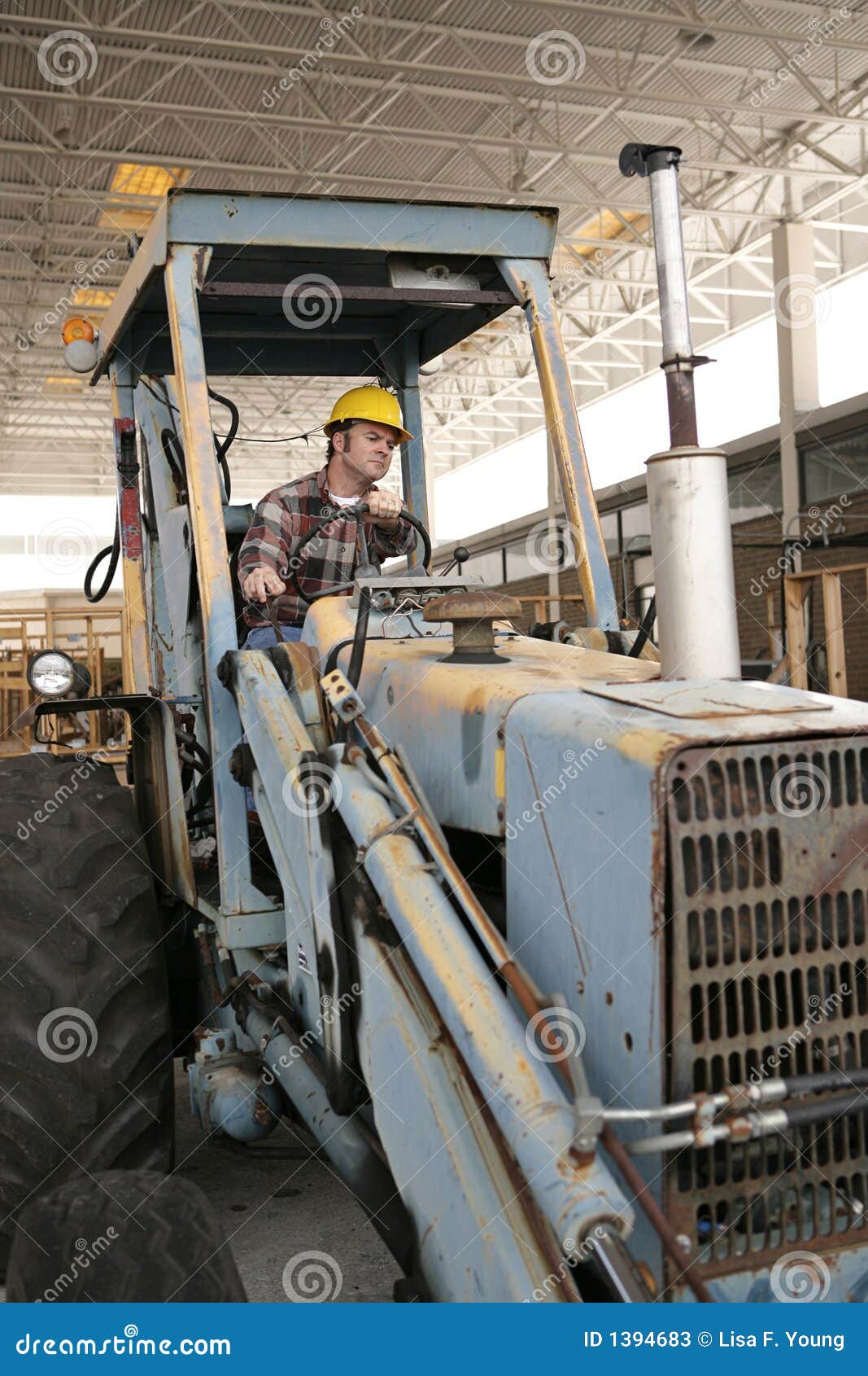 Construction Worker on Backhoe Stock Image - Image of machinery ...