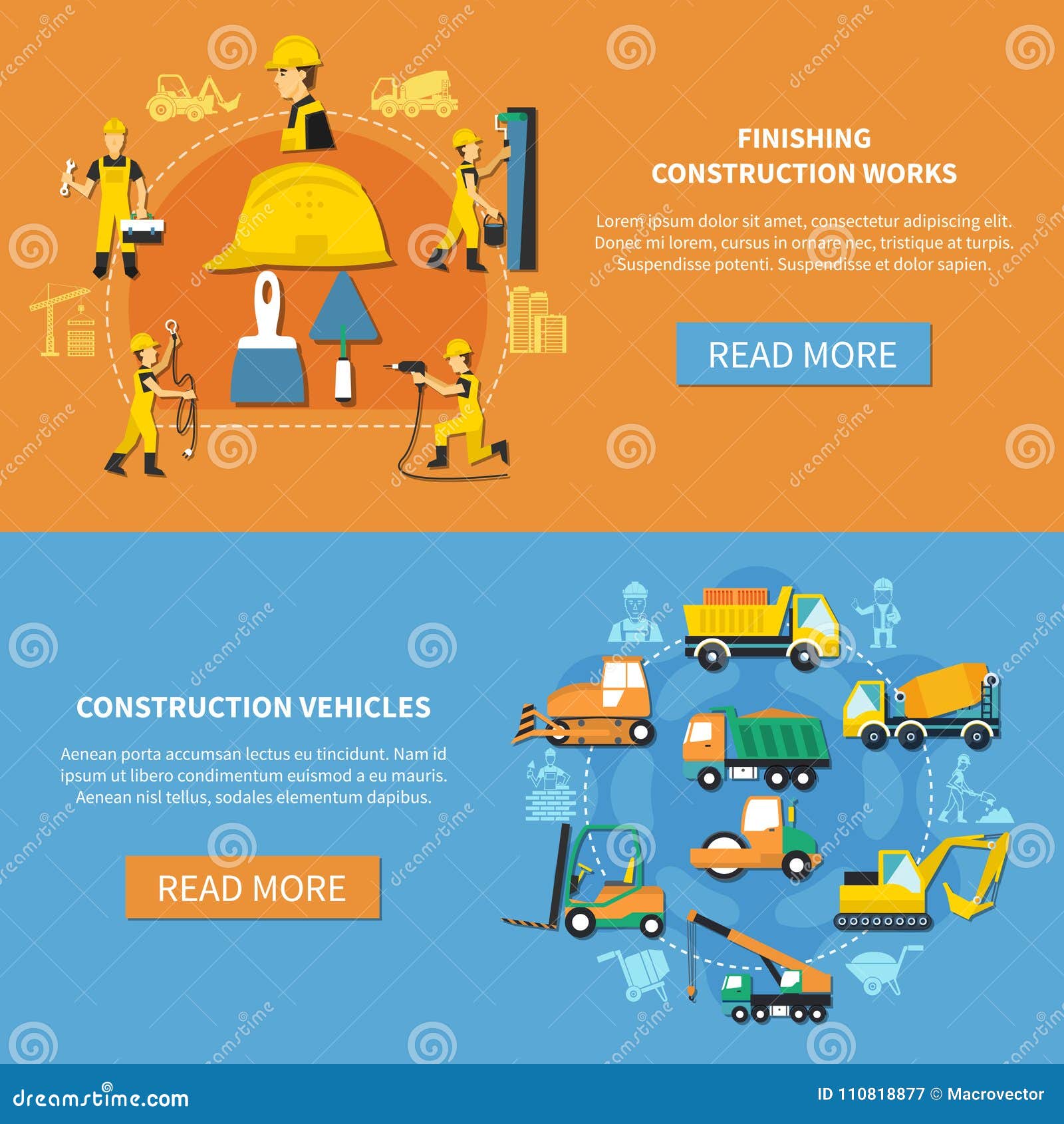 Construction Worker Banner Set Stock Vector - Illustration of ladies ...