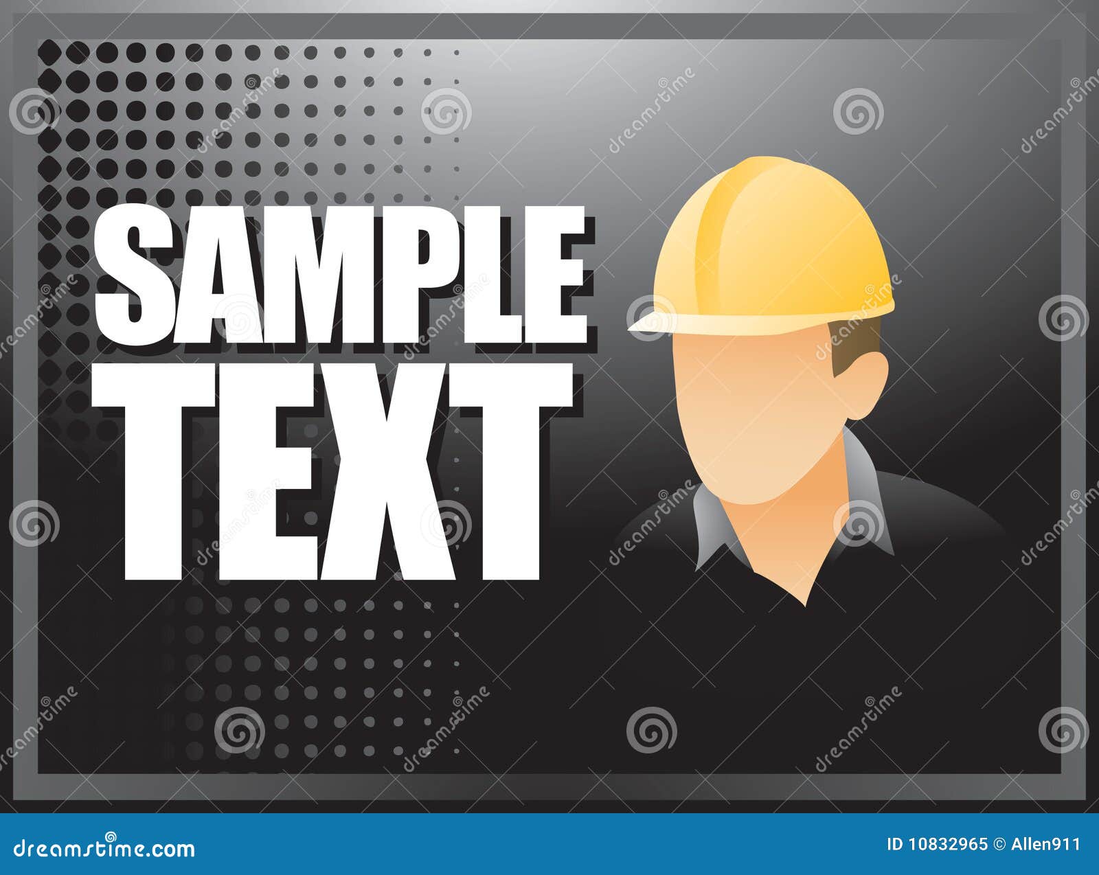 Construction Worker on Black Halftone Banner Stock Vector ...