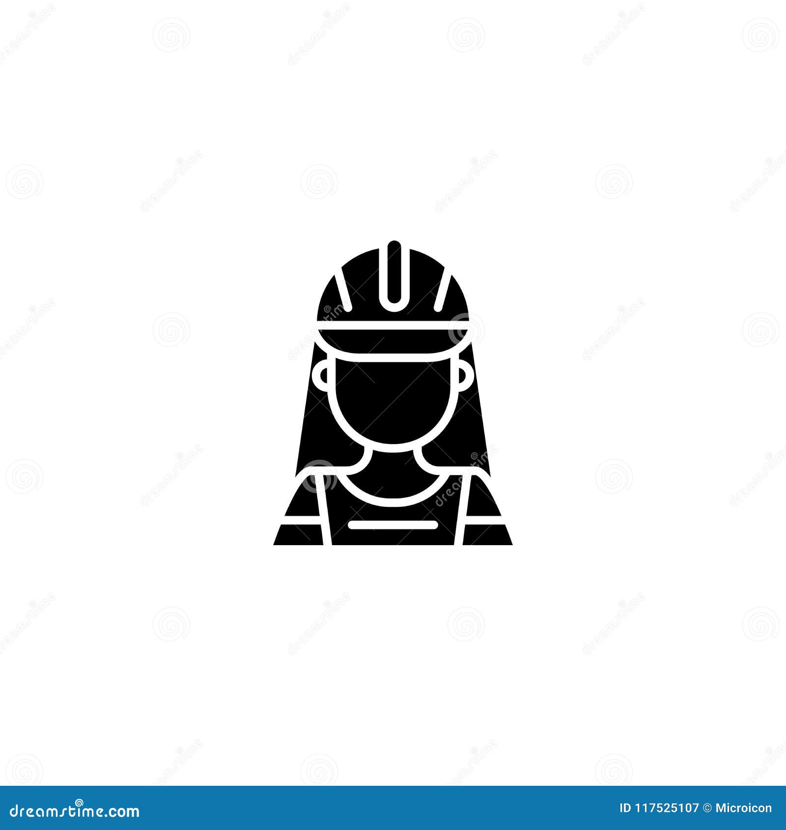 Construction Worker Black Icon Concept. Construction Worker Flat Vector ...