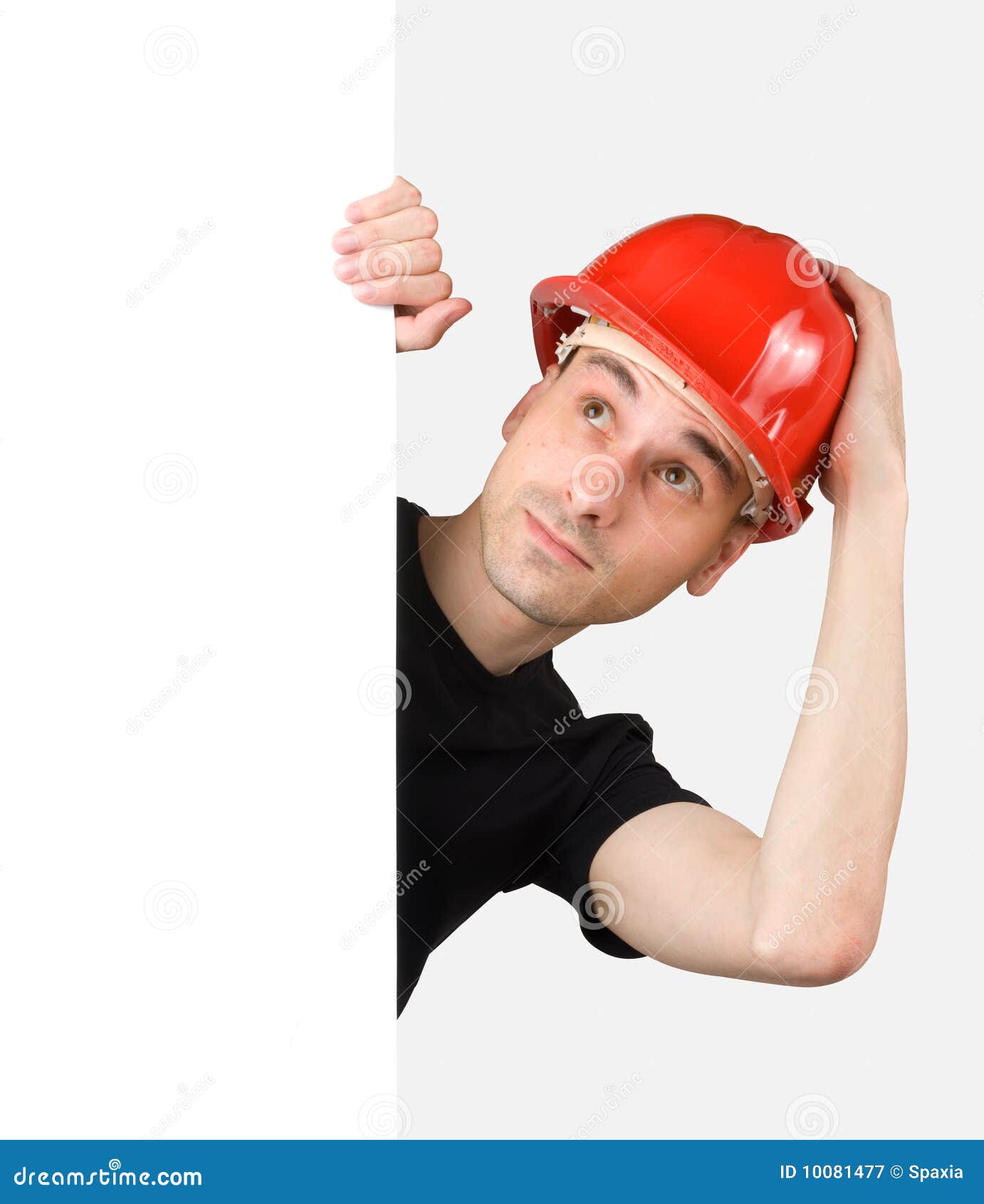 Construction Worker with a Blank Sign Stock Image - Image of industry ...