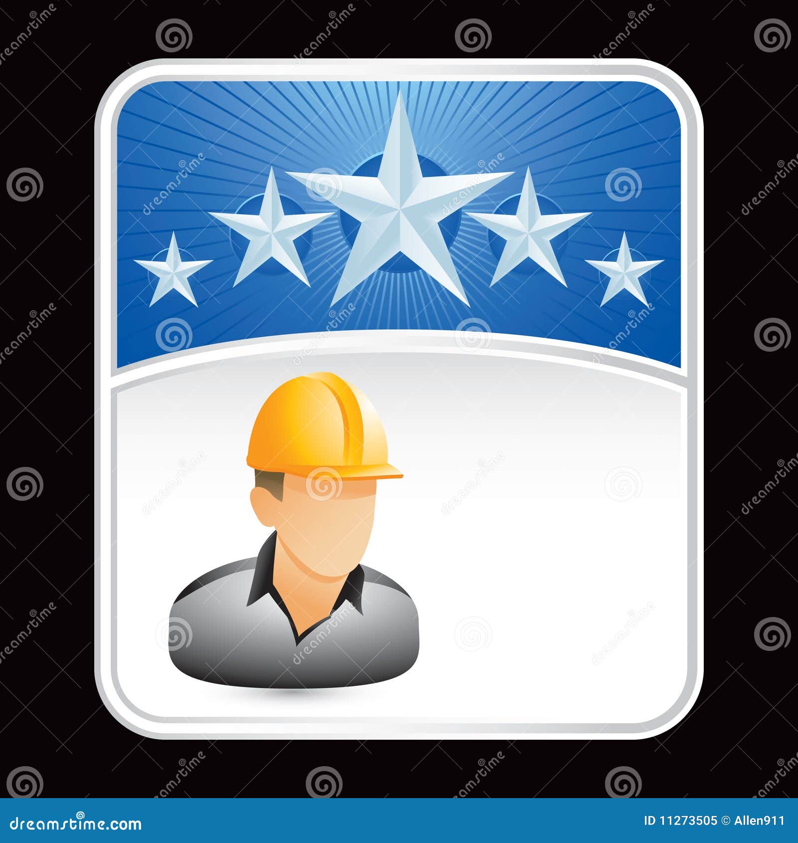 Construction Worker on Blue Star Background Stock Vector - Illustration ...