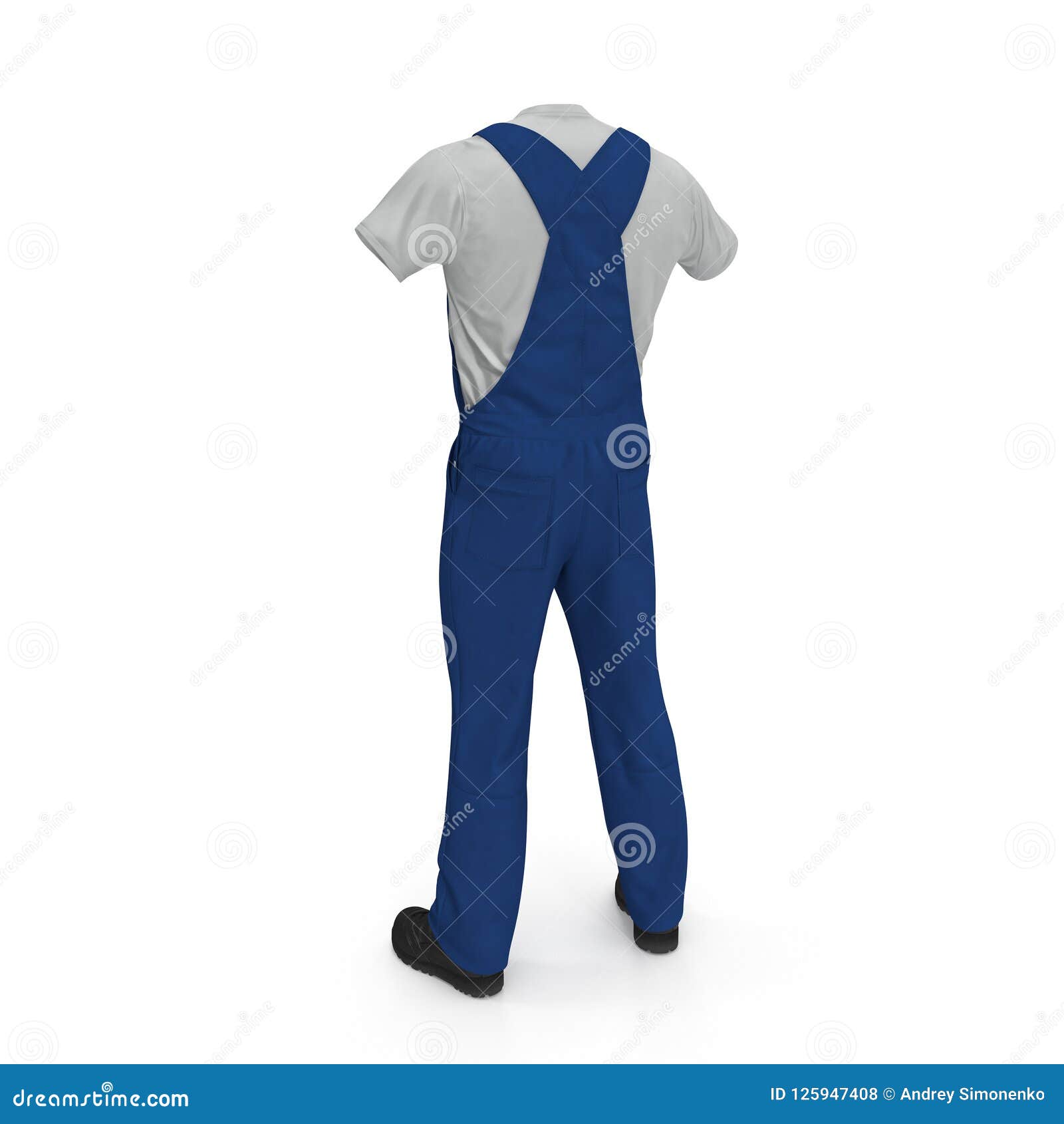 Construction Worker Blue Uniform on White Background. 3D Illustration ...