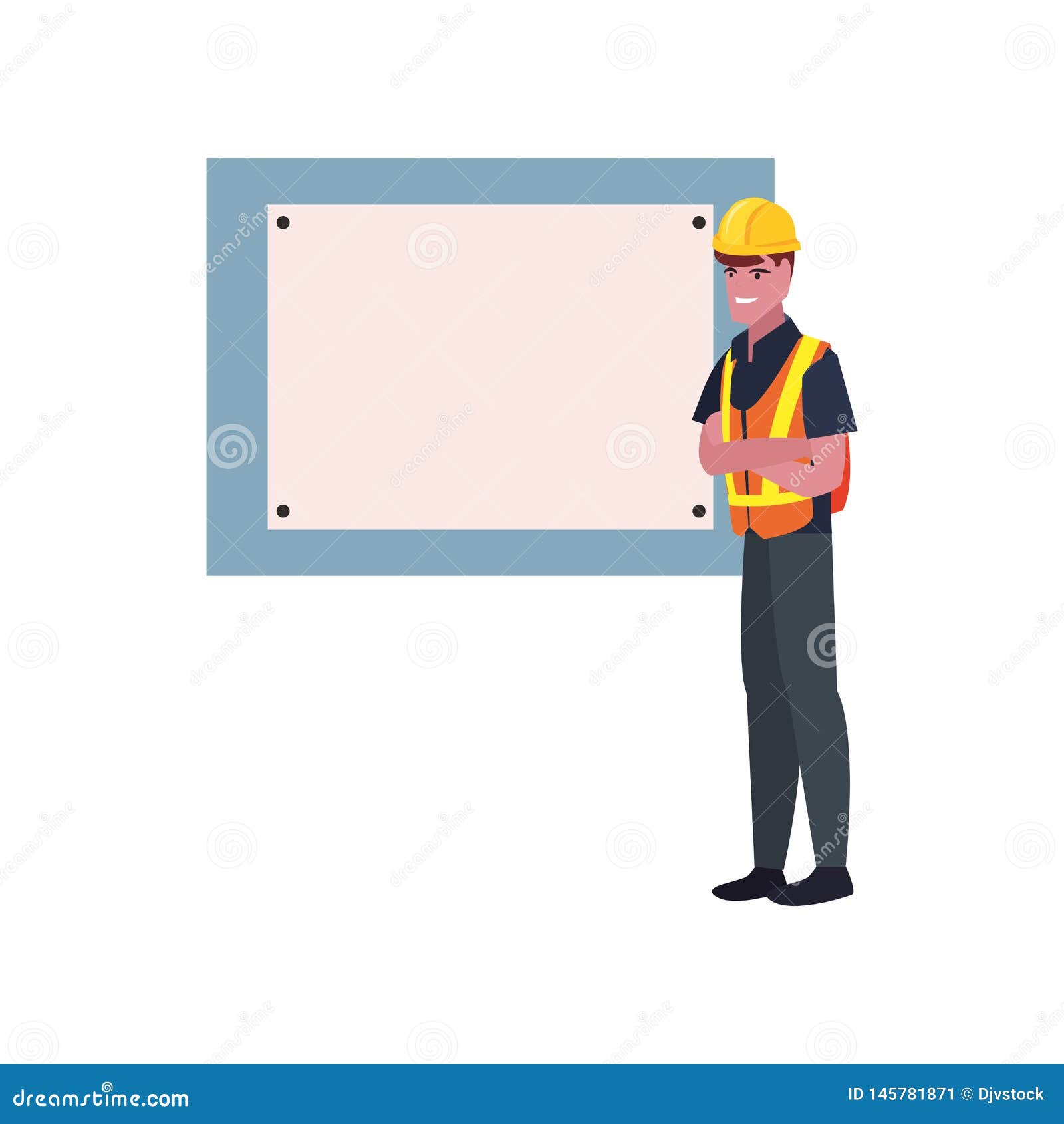 Construction worker board stock illustration. Illustration of person ...