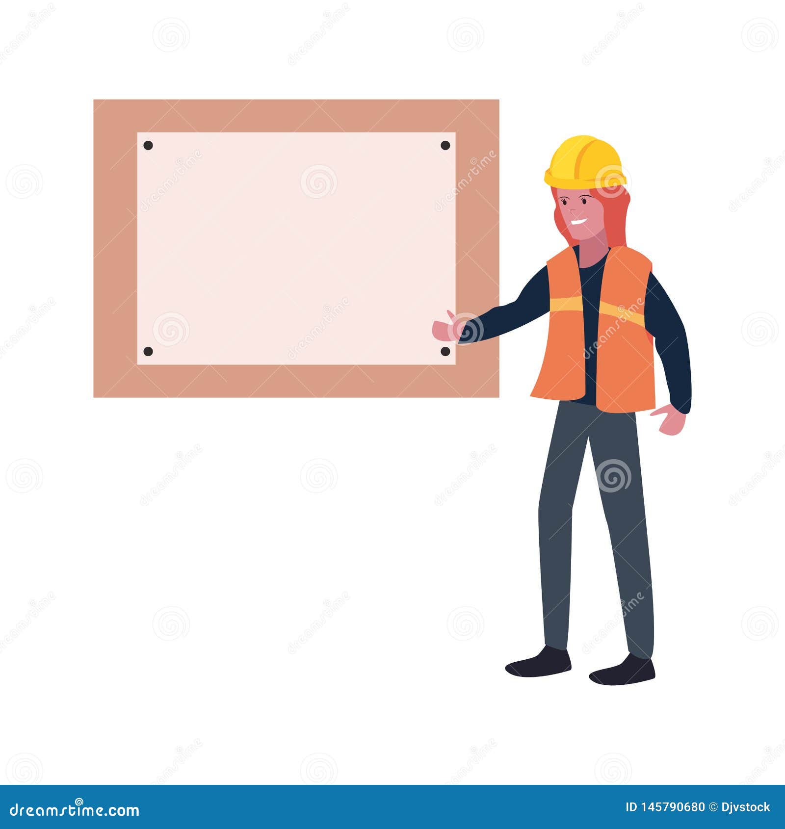 Construction worker board stock illustration. Illustration of ...