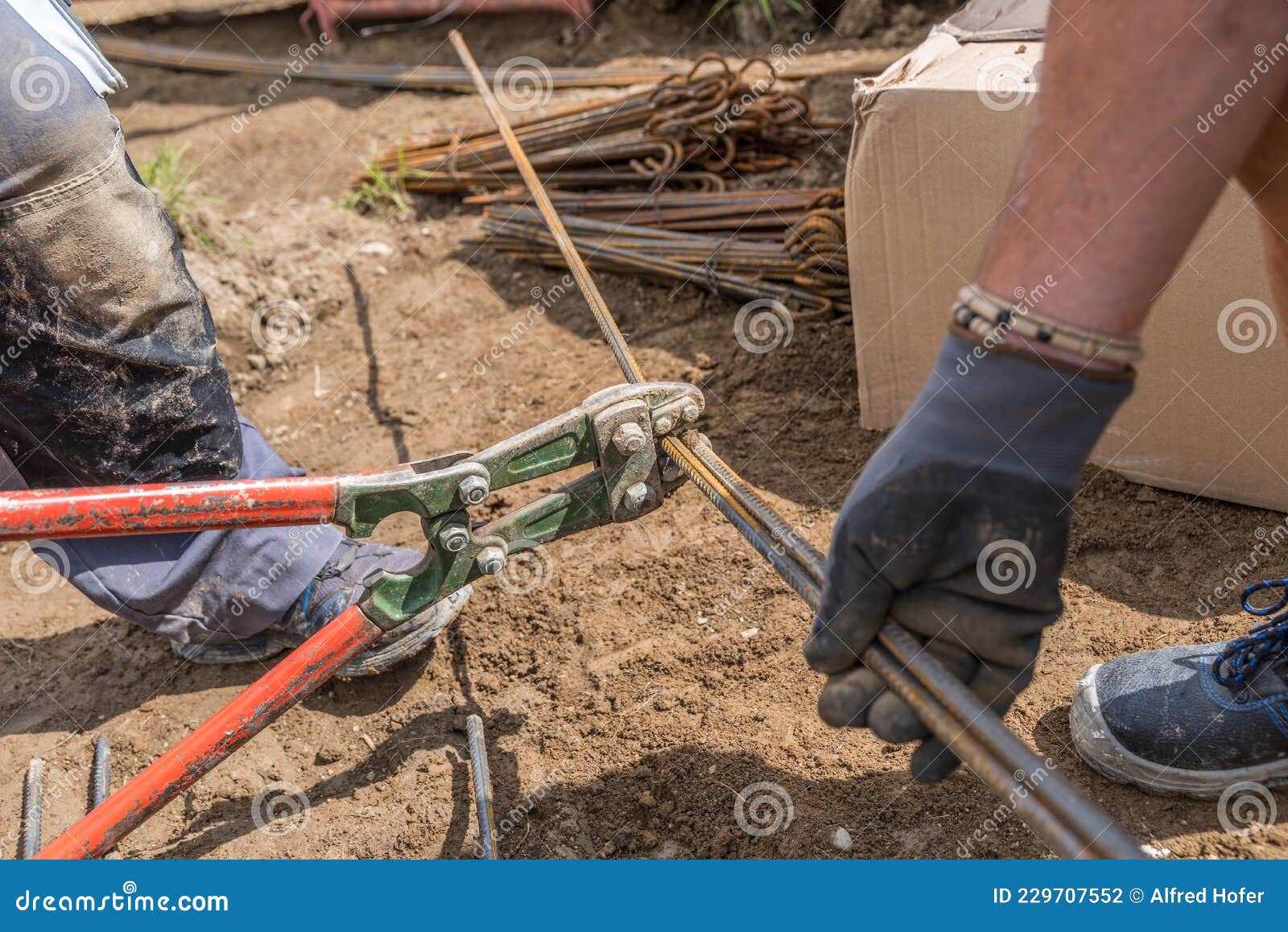 Construction Worker with Bolt Cutter Stock Photo - Image of building ...