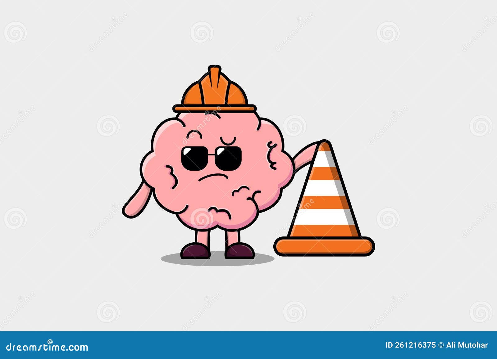 Construction Worker Brain Cute Character Mascot Stock Vector ...