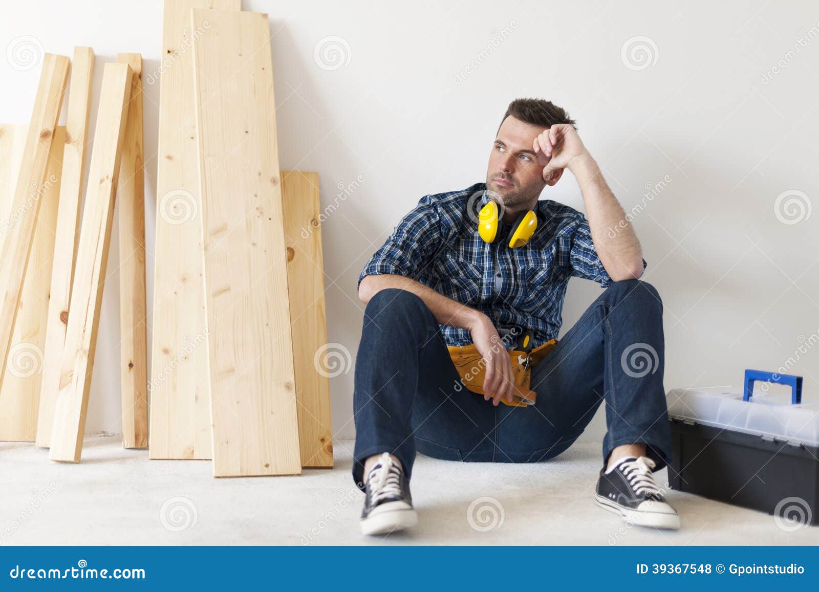 Construction Worker during Break Stock Photo - Image of relaxation ...